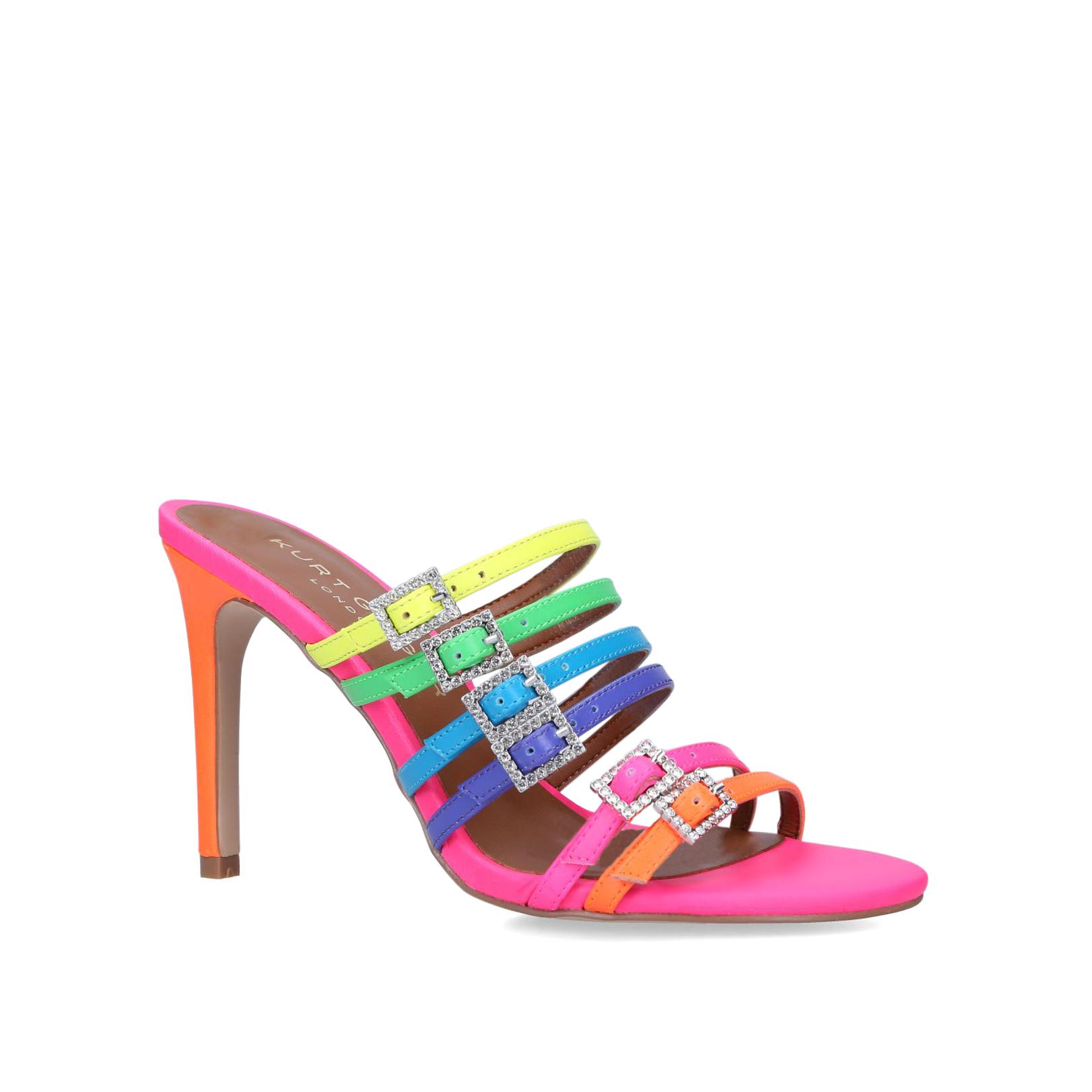 PIERRA MULE Neon Rainbow Stiletto Mule Heels by KURT GEIGER LONDON