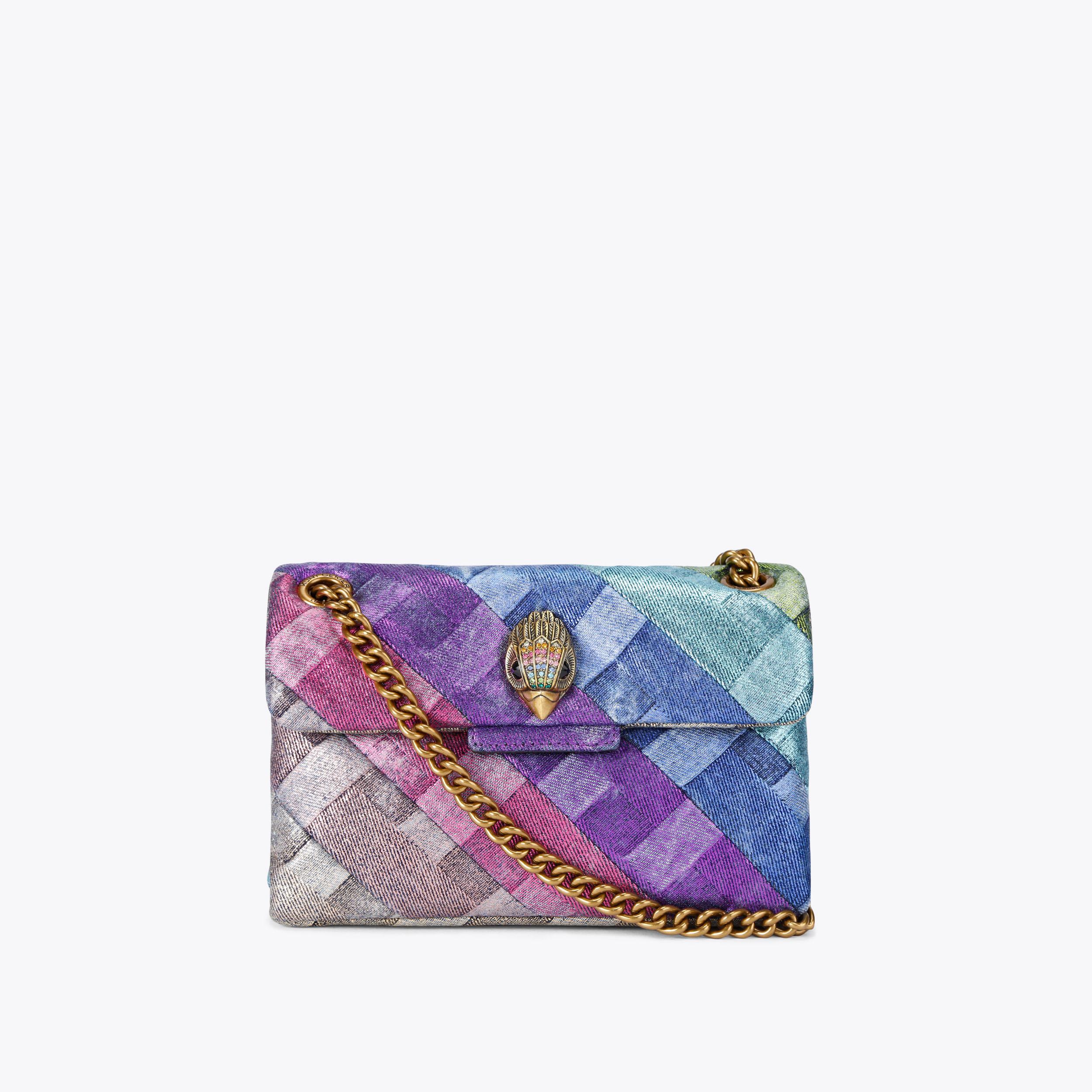 MINI KENSINGTON SOFT BAG Washed Metallic Denim Bag by KURT GEIGER LONDON