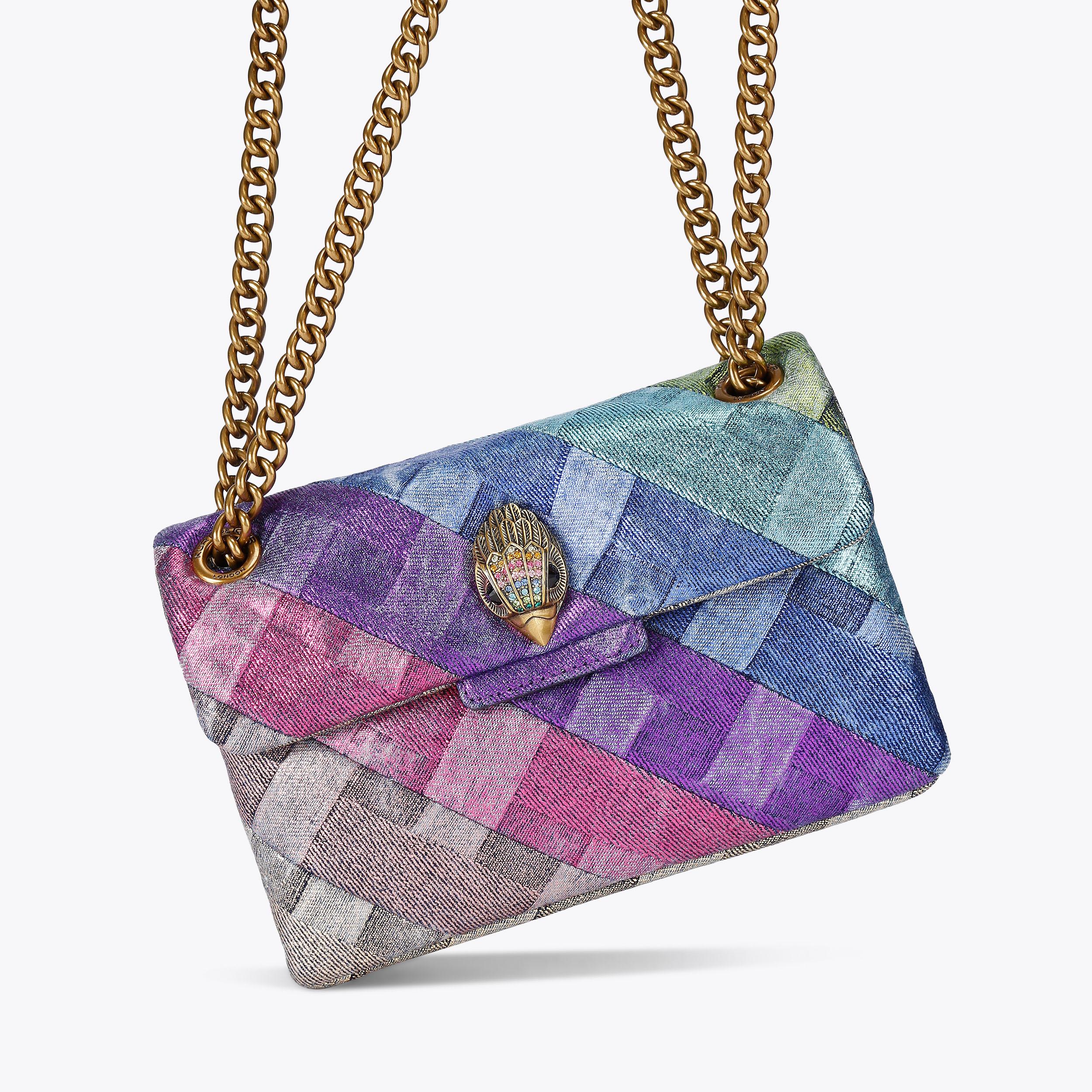 MINI KENSINGTON SOFT BAG Washed Metallic Denim Bag by KURT GEIGER LONDON