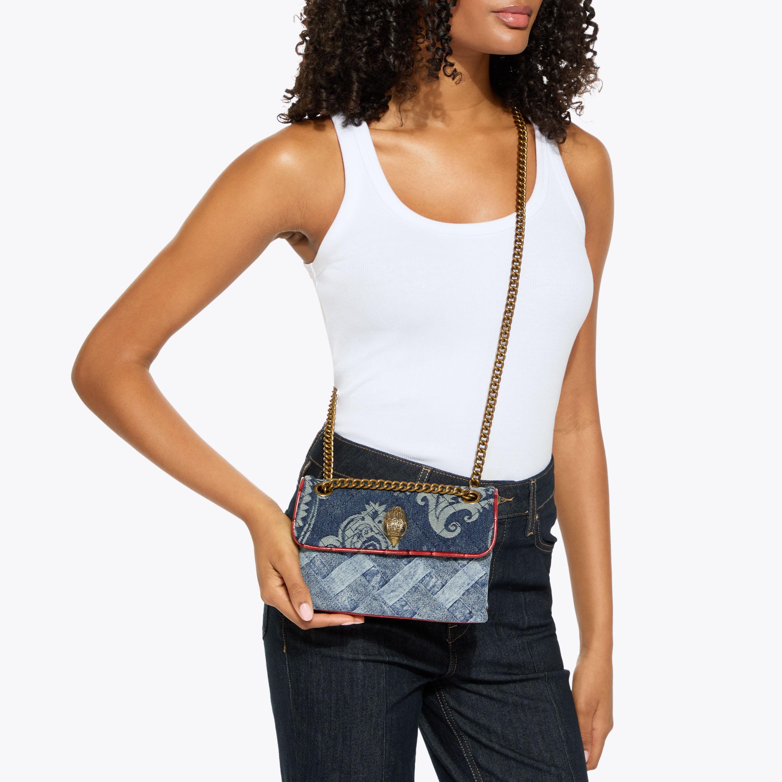MINI KENSINGTON SOFT BAG Paisley Denim Mini Bag by KURT GEIGER LONDON