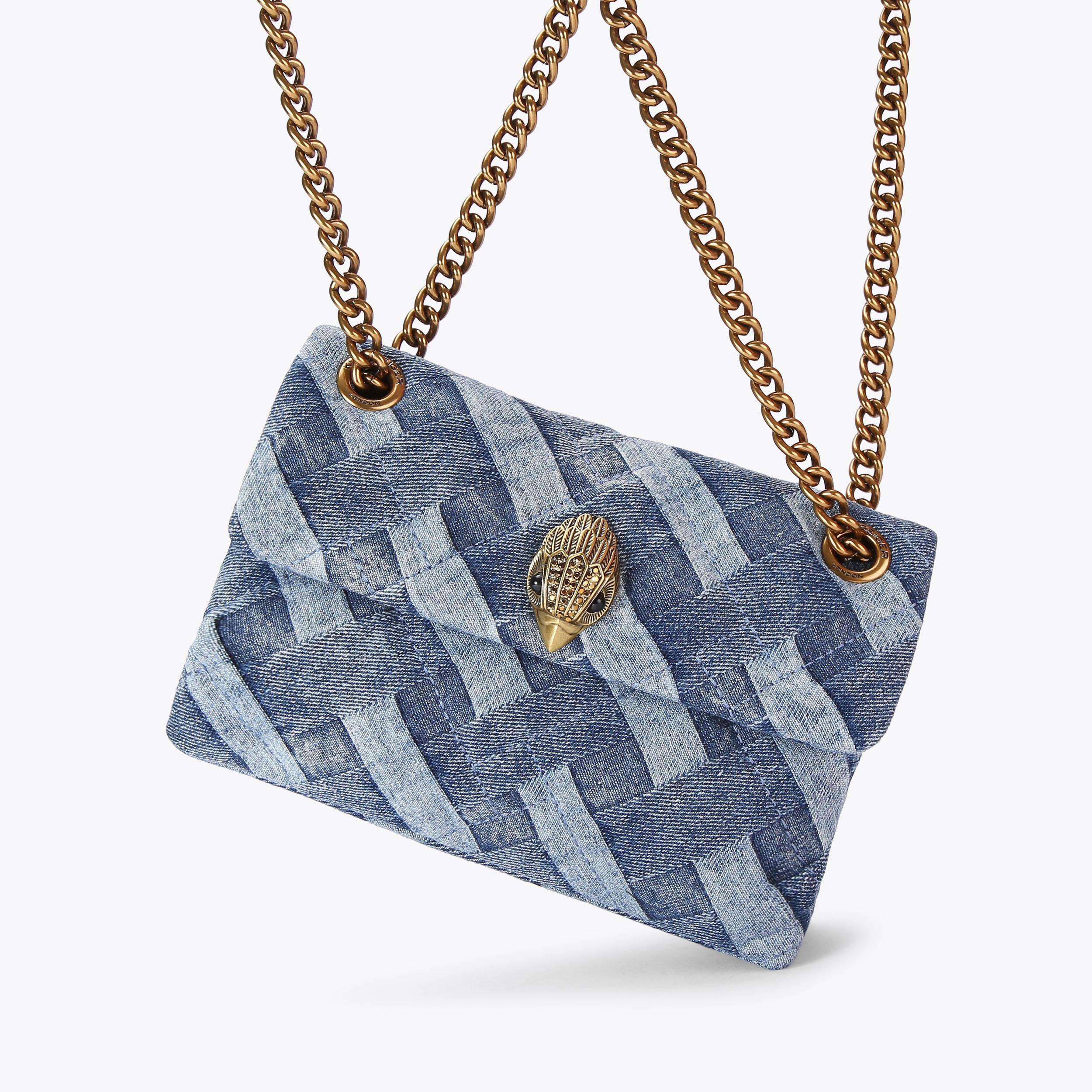 MINI KENSINGTON SOFT BAG Denim Woven Cross Body Bag by KURT GEIGER LONDON