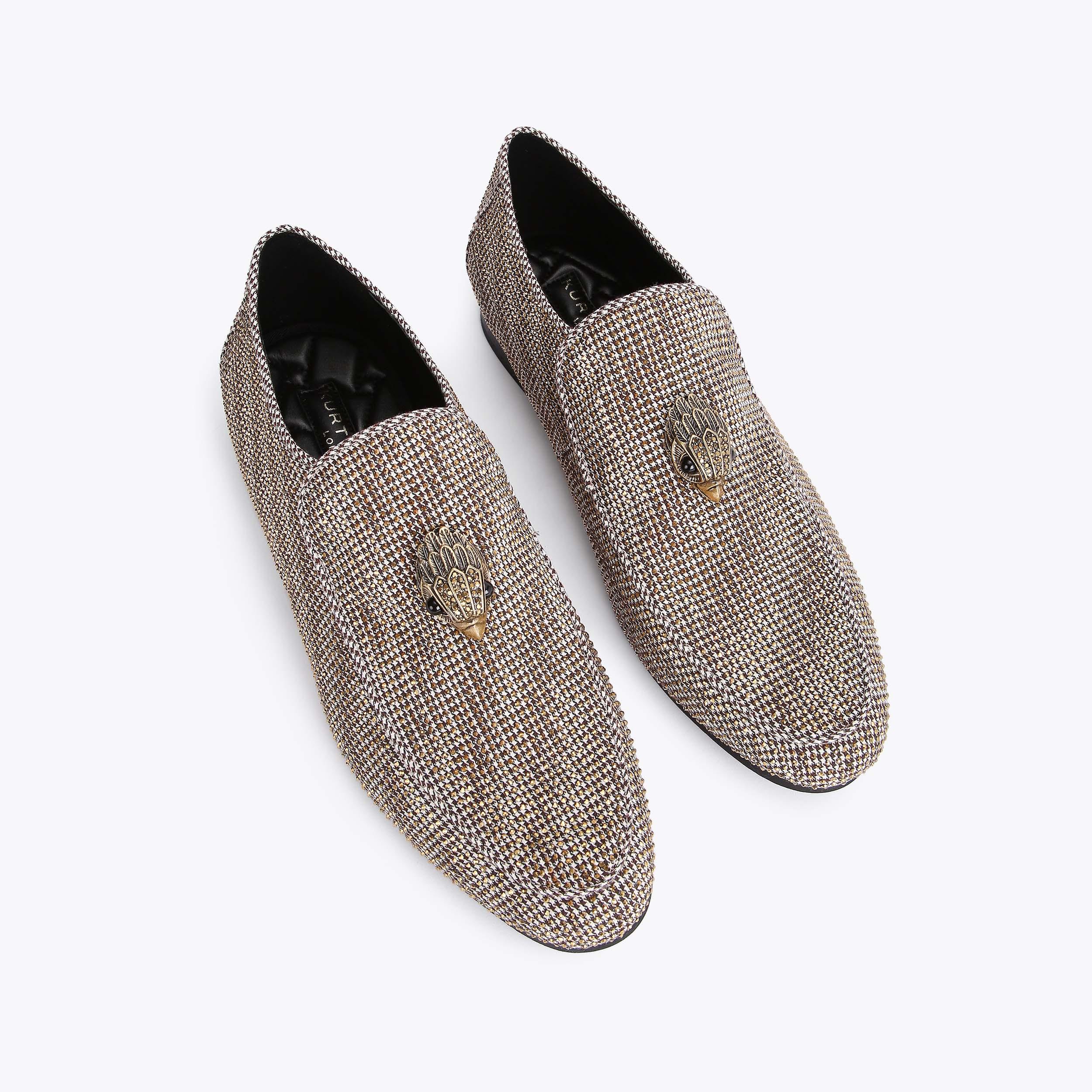 HUGH EAGLE HERRINGBONE Herringbone Brown Beige Jewel Loafers by KURT ...