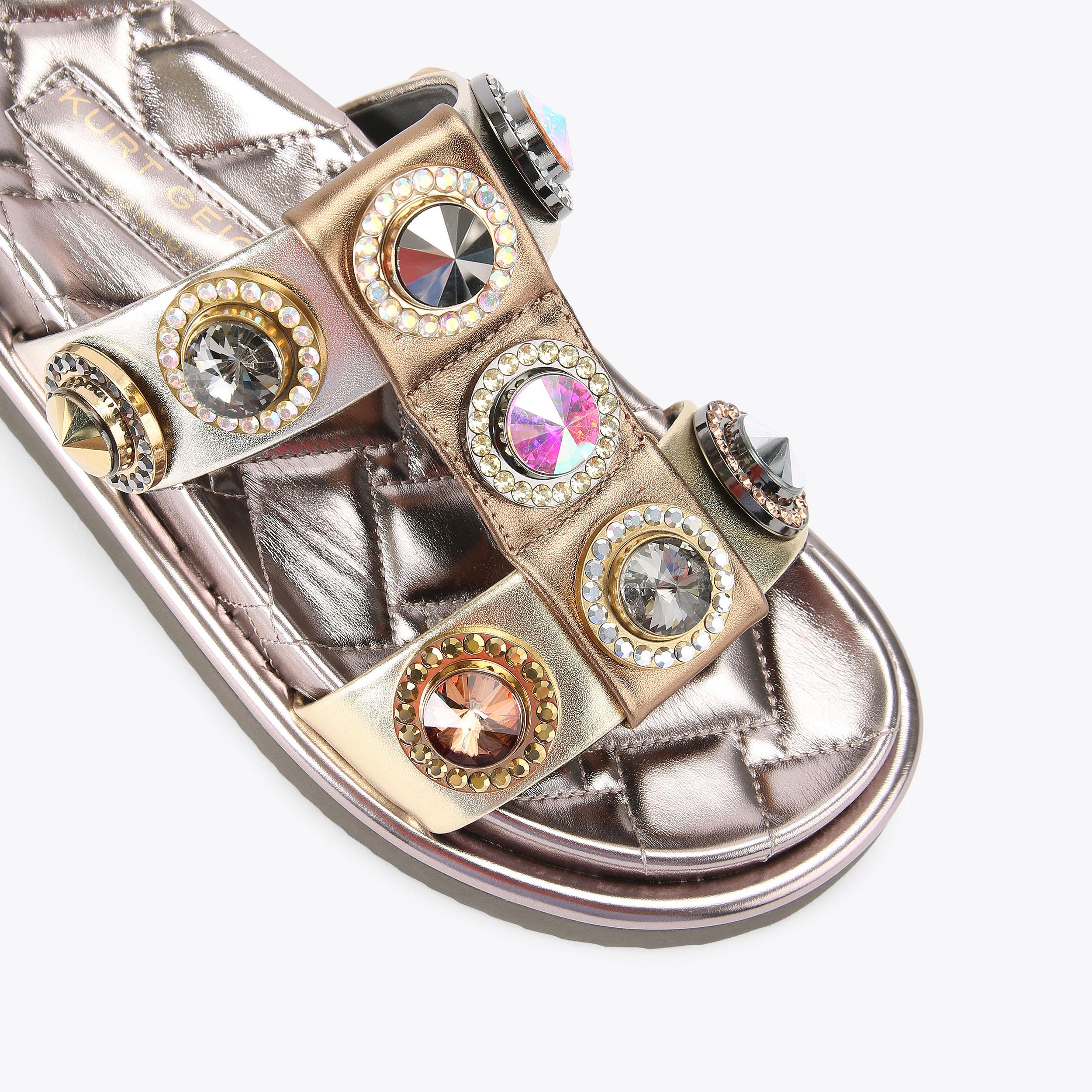 ORSON CRYSTAL SANDAL Metallic Gold Leather Slip On Sandal by KURT ...