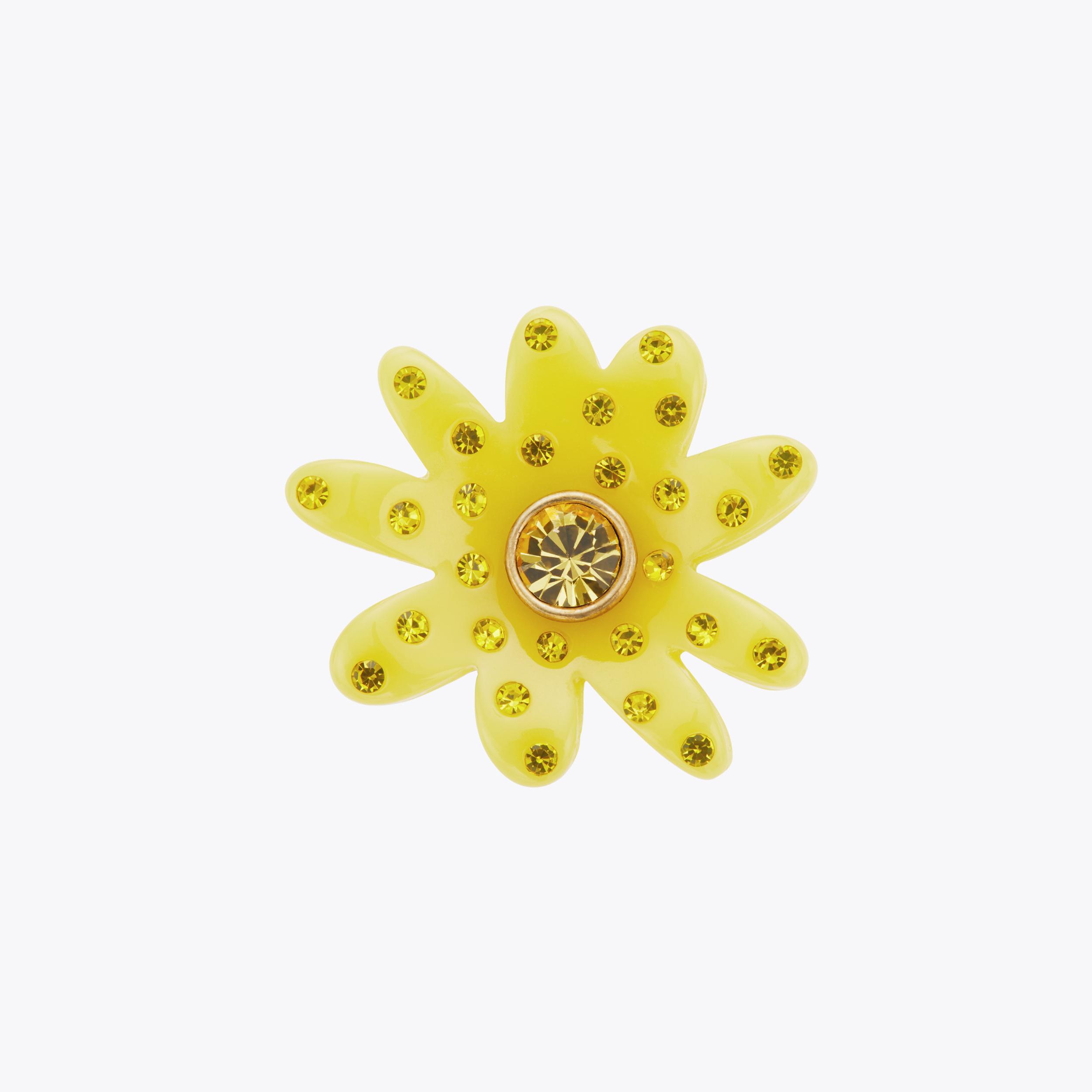 DAISY CRYSTAL RING Yellow Brass Daisy Resin Ring by KURT GEIGER LONDON