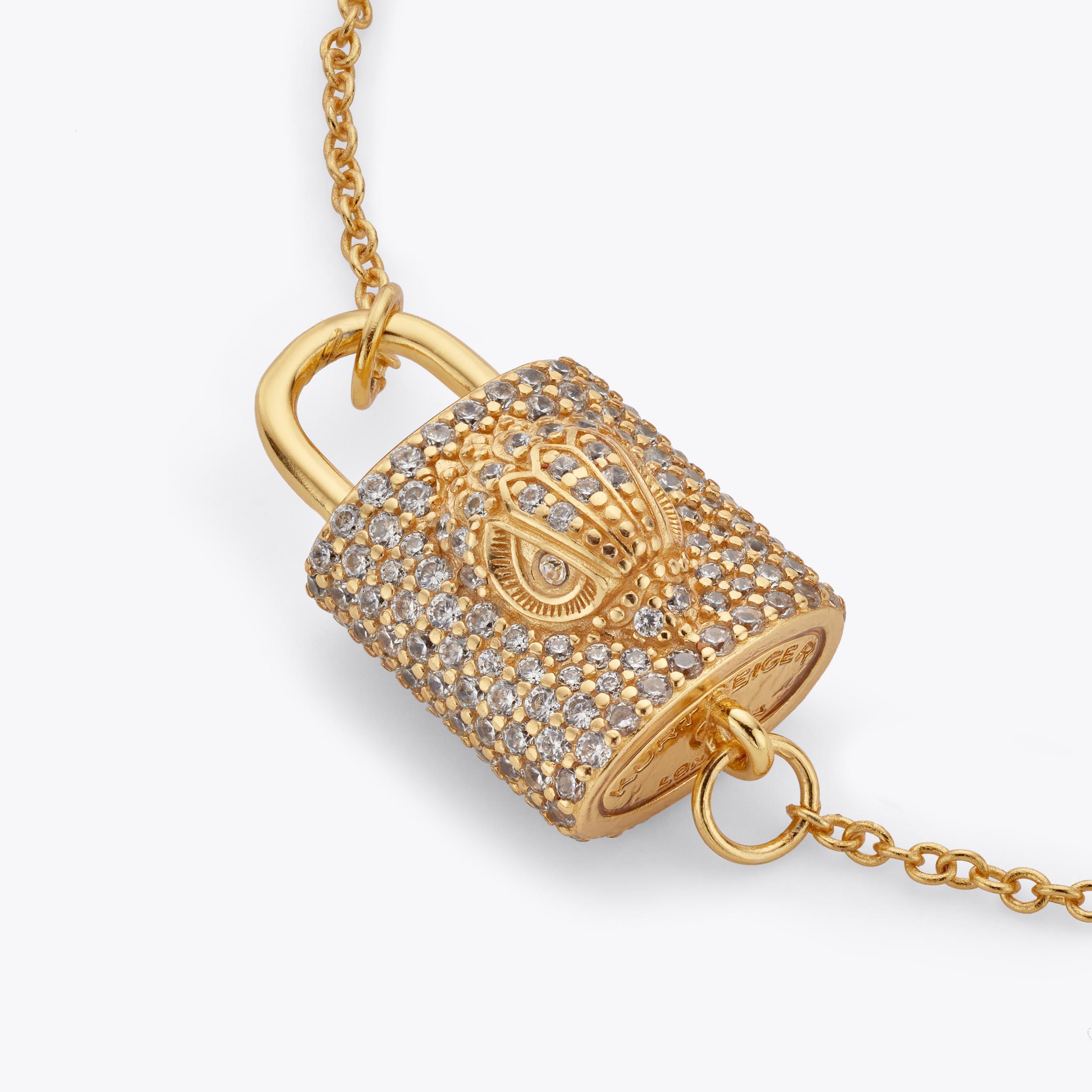 PAVE LOCK KEY BRACELET Gold pave lock key bracelet by KURT GEIGER LONDON