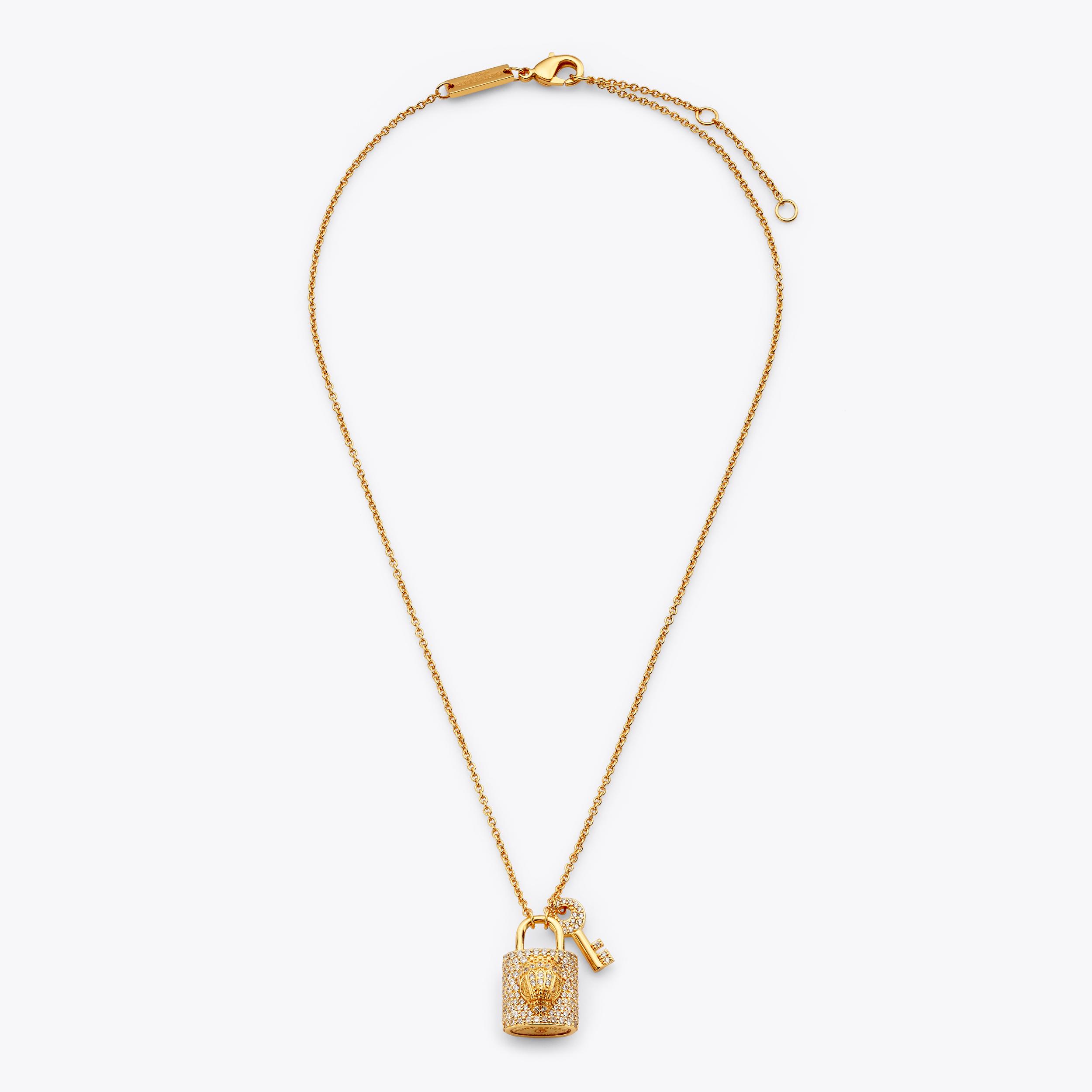 PAVE LOCK KEY NECKLACE Gold Pave lock key necklace by KURT GEIGER LONDON