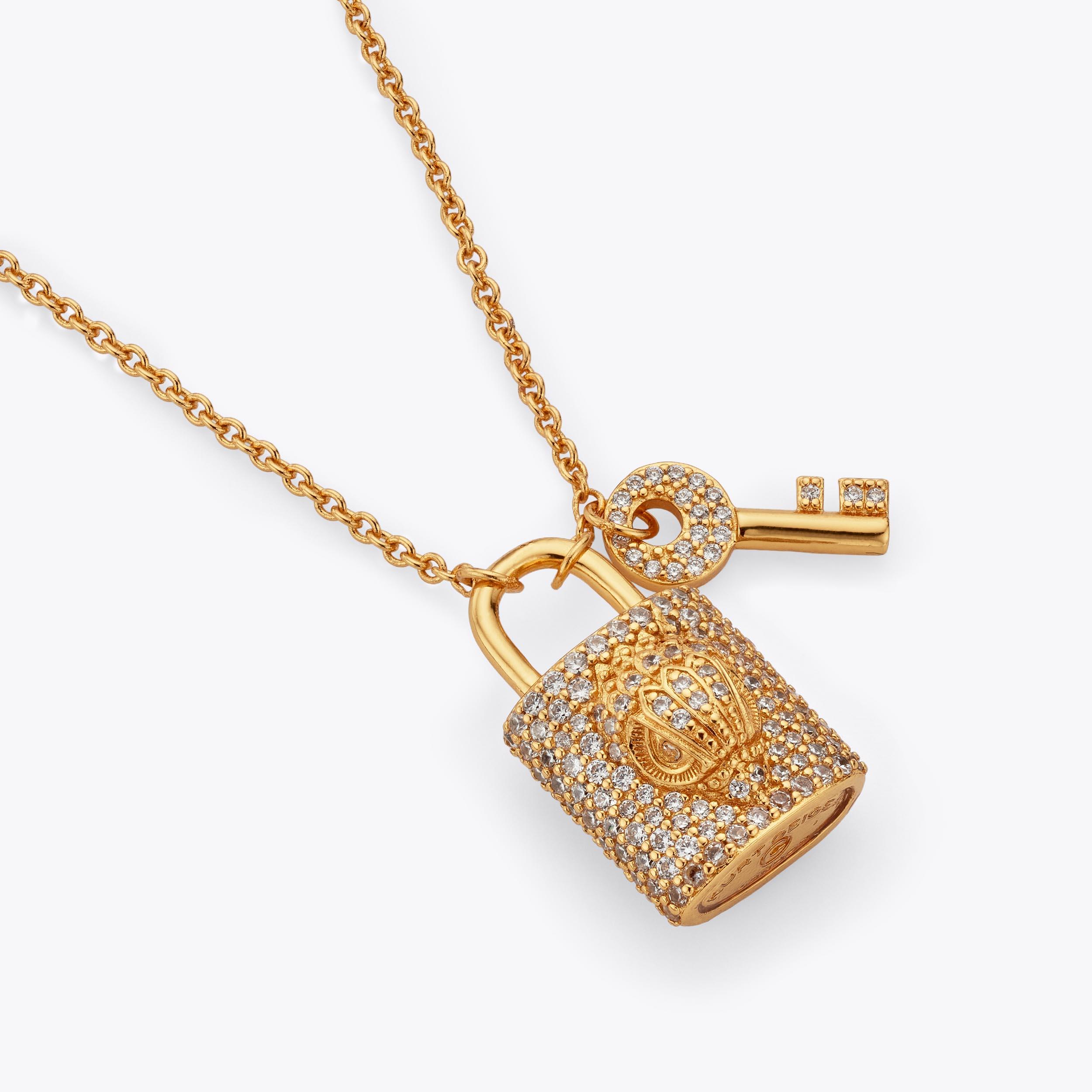 PAVE LOCK KEY NECKLACE Gold Pave lock key necklace by KURT GEIGER LONDON