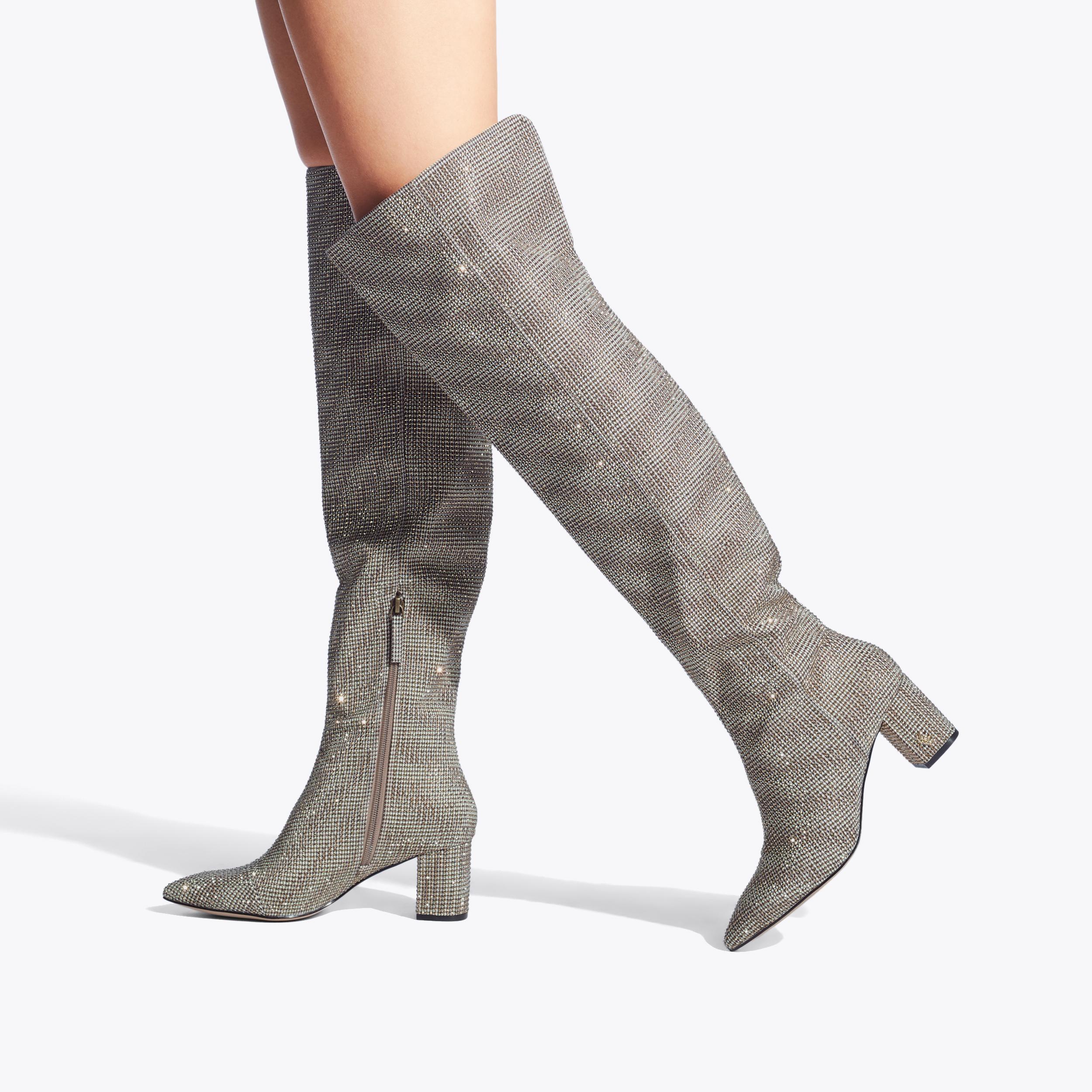 BURLINGTON OTK BOOT Gold High Leg Crystal Houndstooth Boots by KURT ...