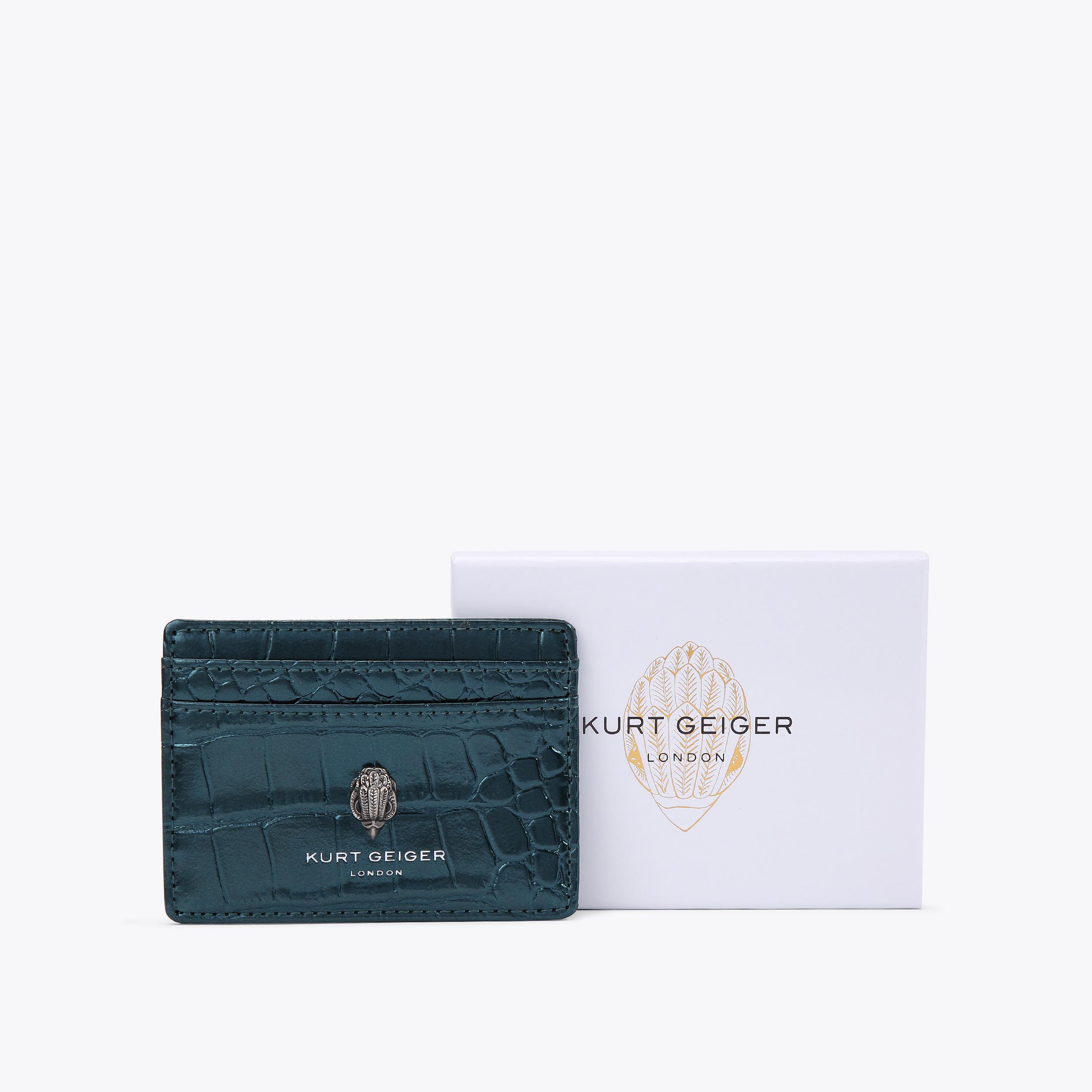 SHOREDITCH CARD HOLDER Green Croc Embossed Card Holder by KURT GEIGER ...