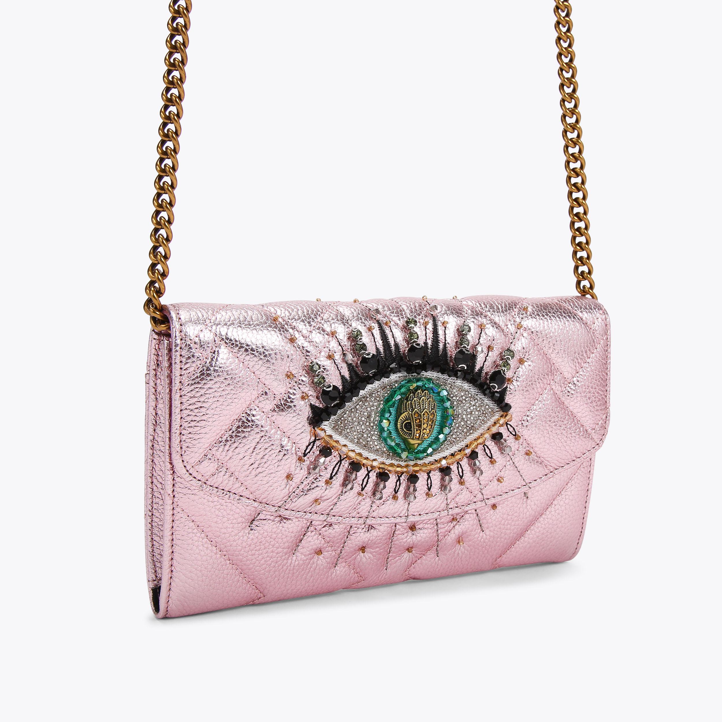 KENSINGTON CH WALLET EYE Pale Pink Quilted Leather Evil Eye Chain ...