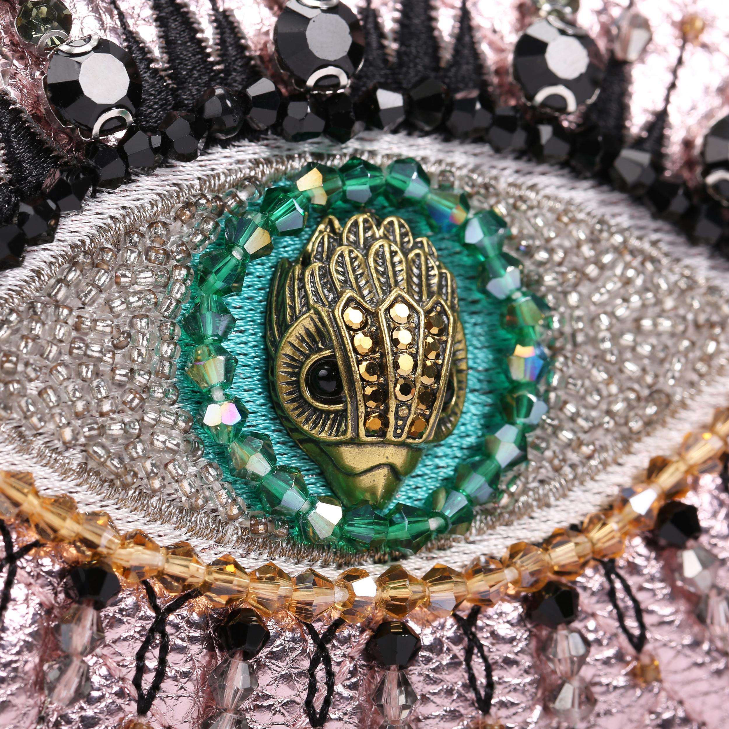 KENSINGTON CH WALLET EYE Pale Pink Quilted Leather Evil Eye Chain ...