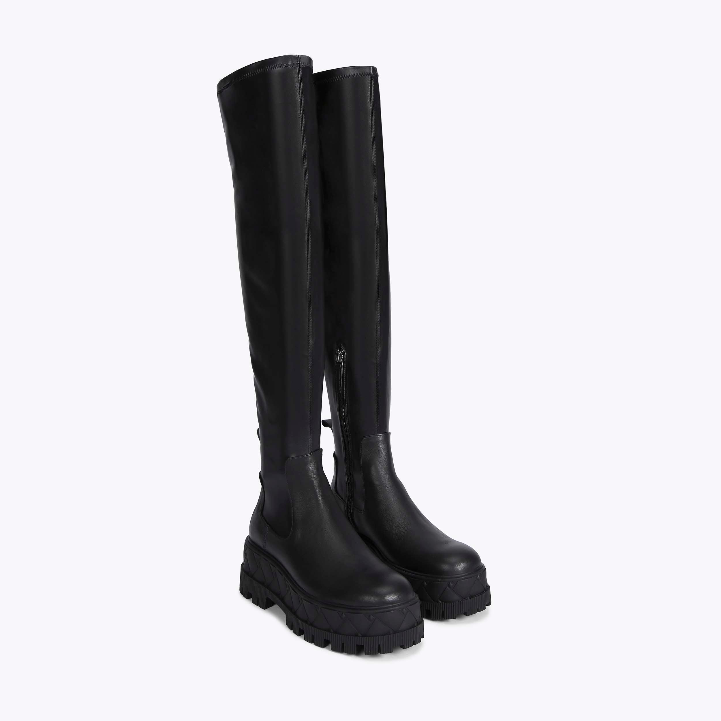 LONDON OTK STRETCH Over The Knee Black Leather Boots by KURT GEIGER LONDON