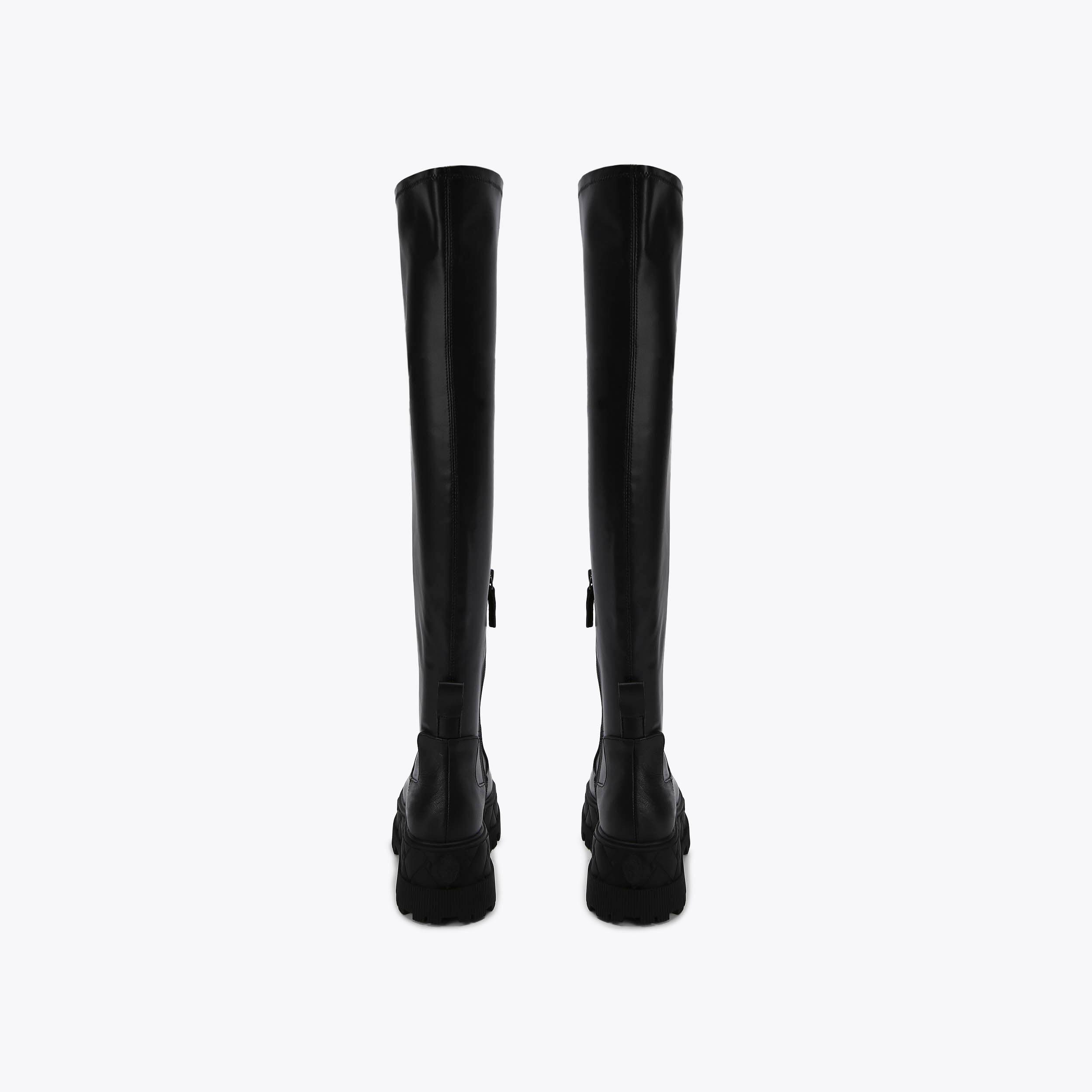LONDON OTK STRETCH Over The Knee Black Leather Boots by KURT GEIGER LONDON