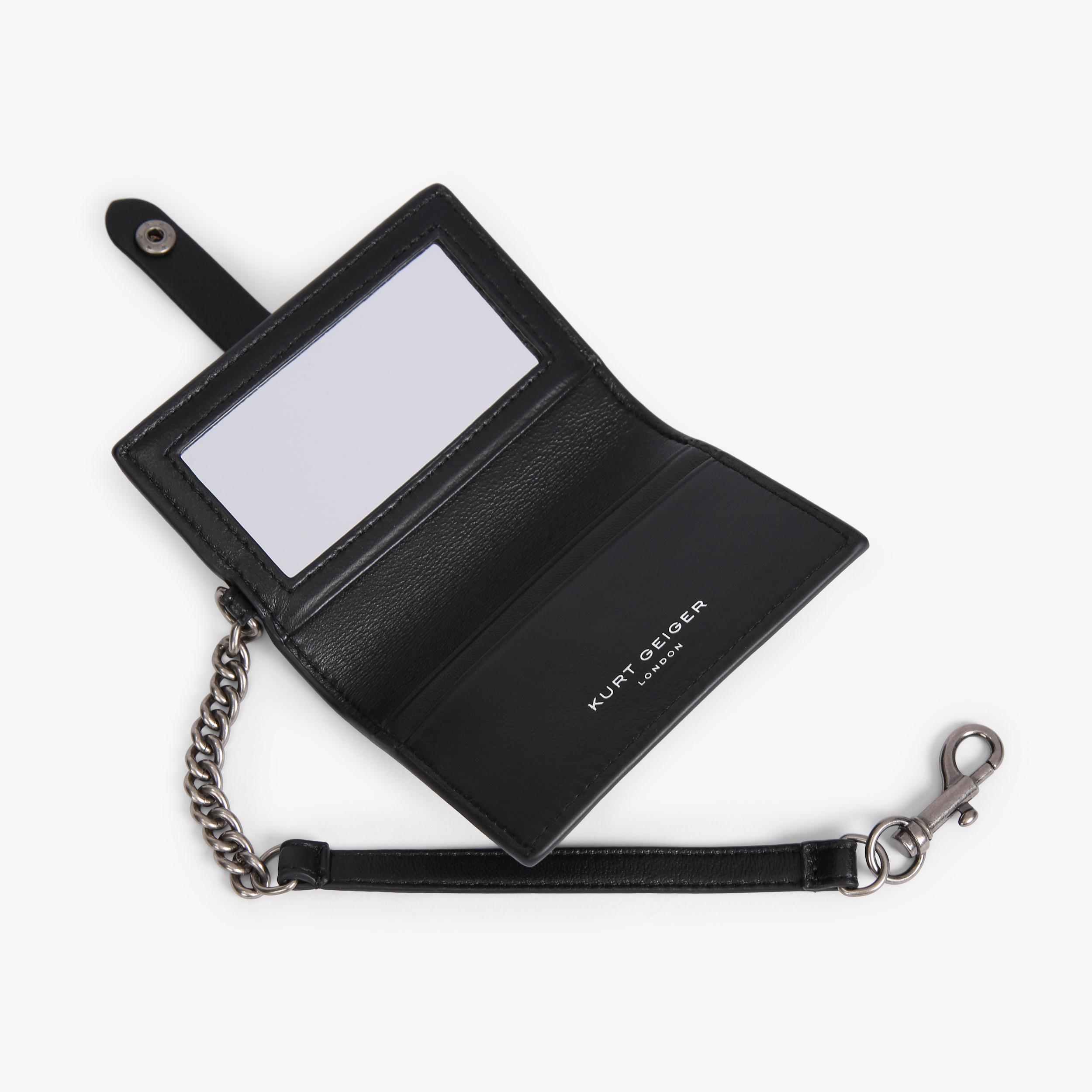 MIRROR CARD KENSINGTON Black Leather Quilted Mirror Kensington Wallet ...