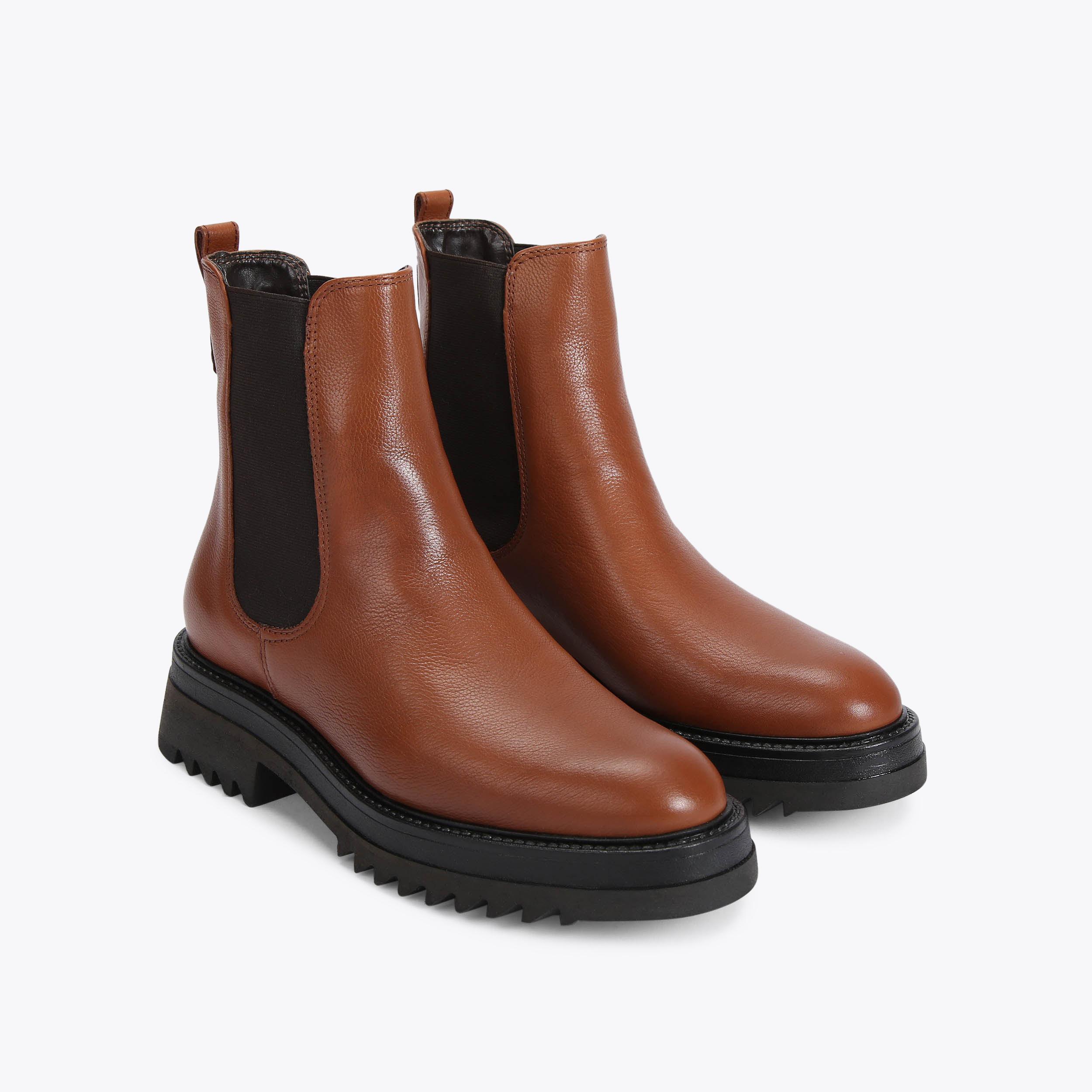 STRONG Brown Leather Chelsea Ankle Boot by CARVELA