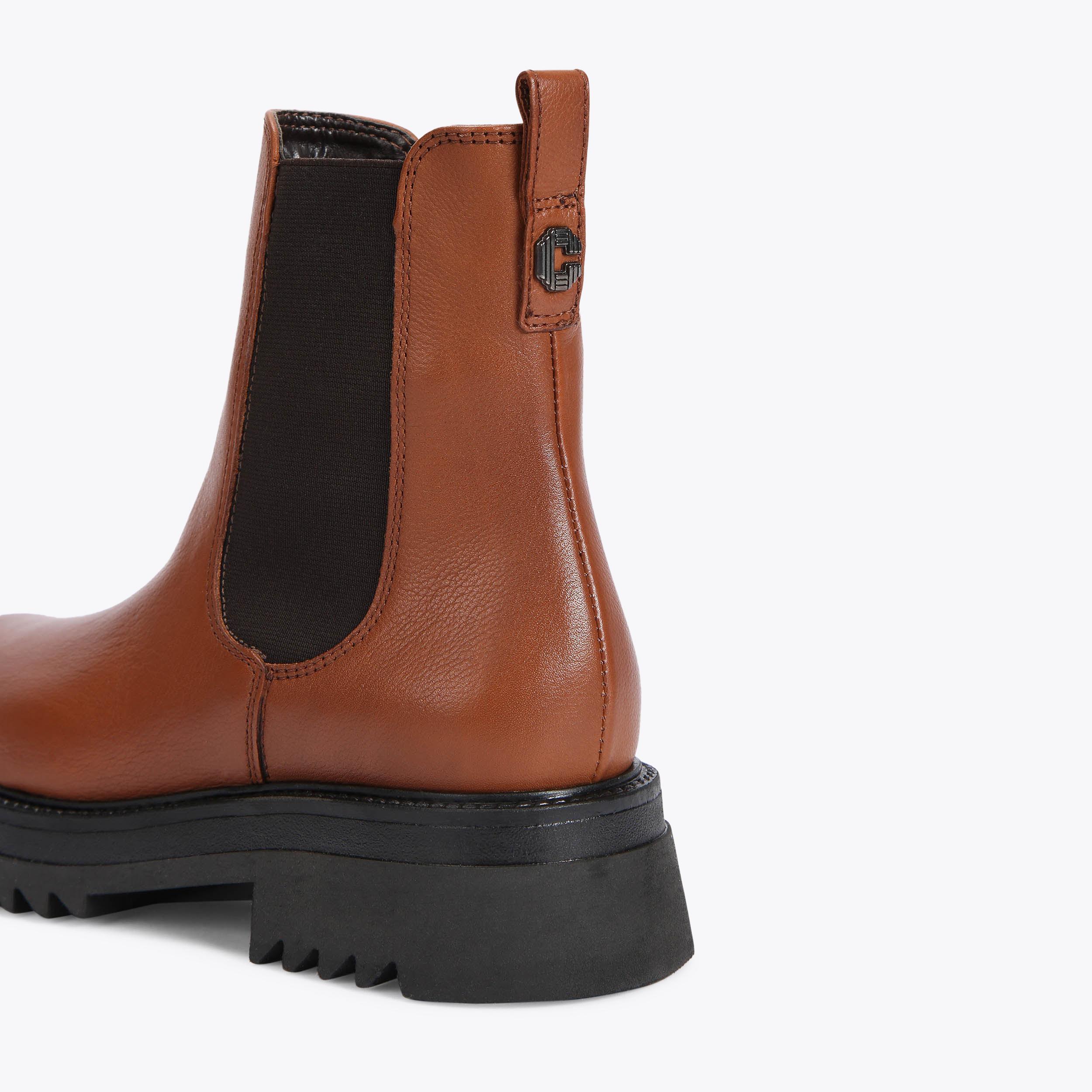 STRONG Brown Leather Chelsea Ankle Boot by CARVELA