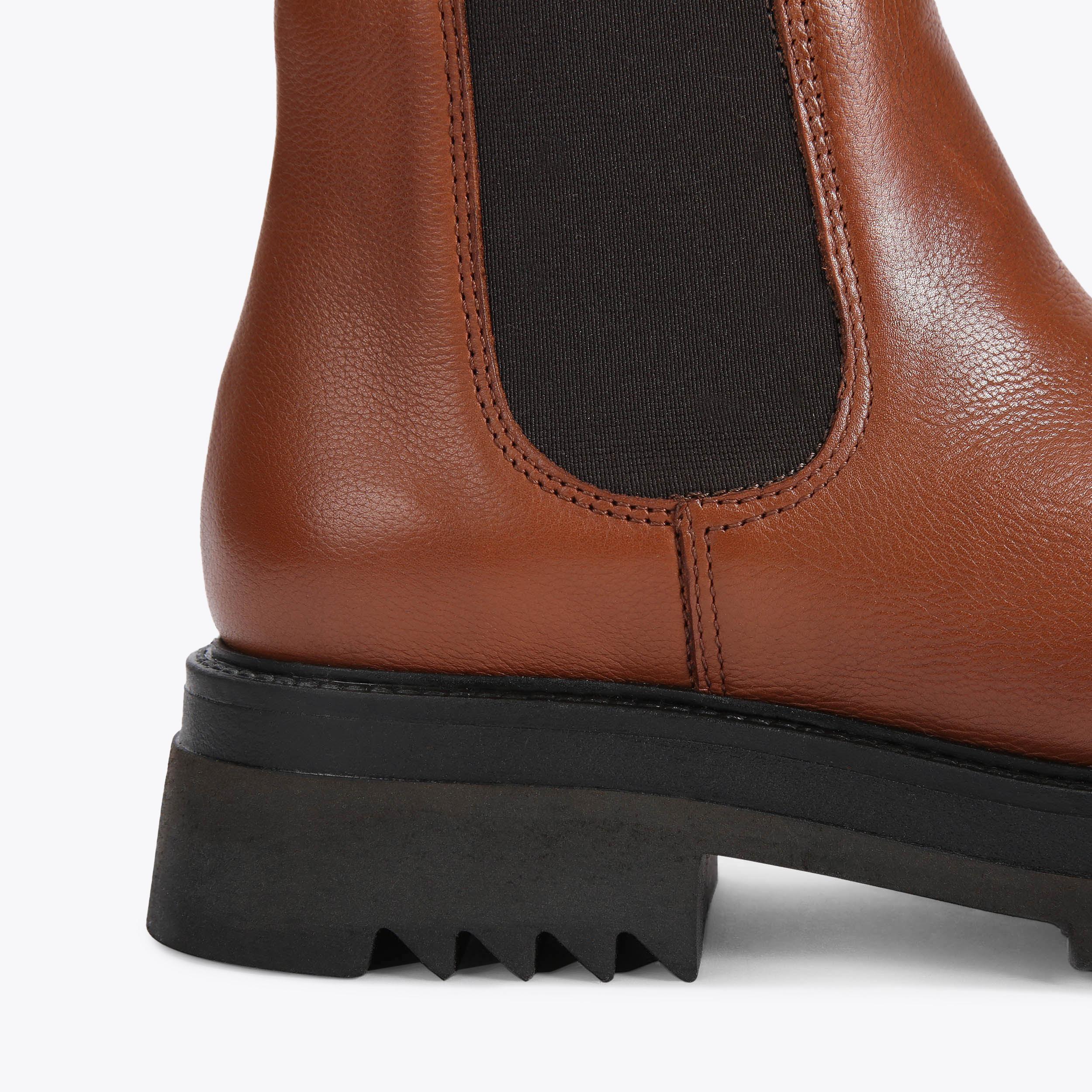 STRONG Brown Leather Chelsea Ankle Boot by CARVELA
