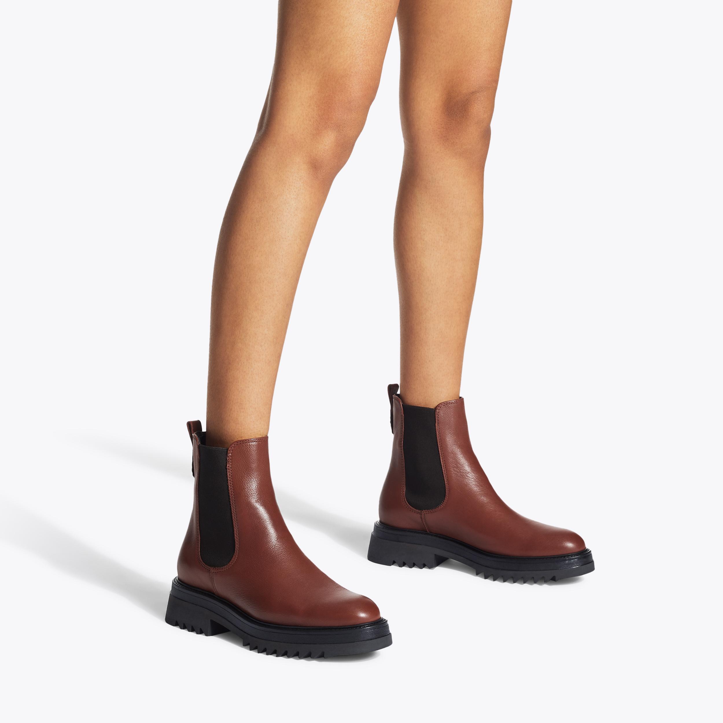STRONG Brown Leather Chelsea Ankle Boot by CARVELA