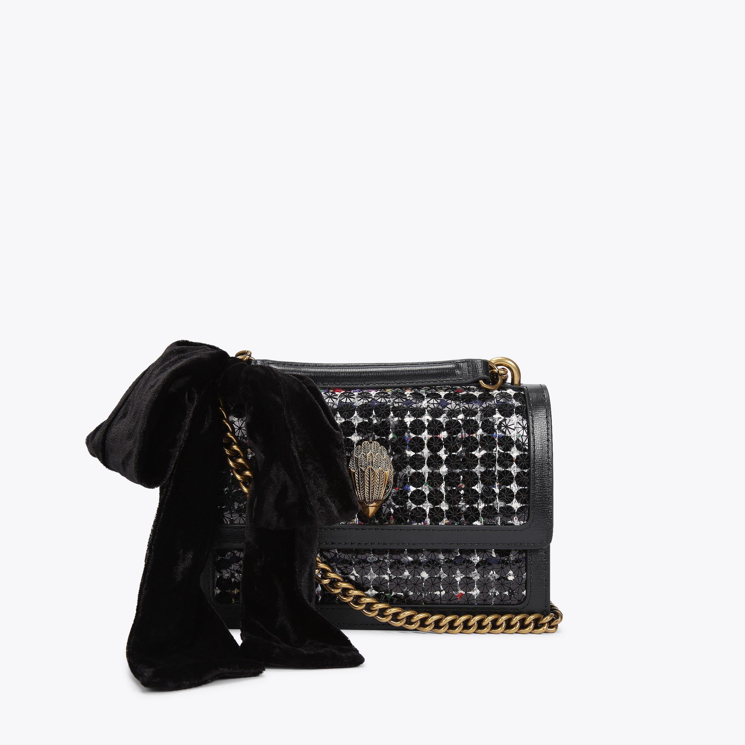 SHOREDITCH SM CROSS BODY Black Tweed Cross Body Bag by KURT GEIGER LONDON
