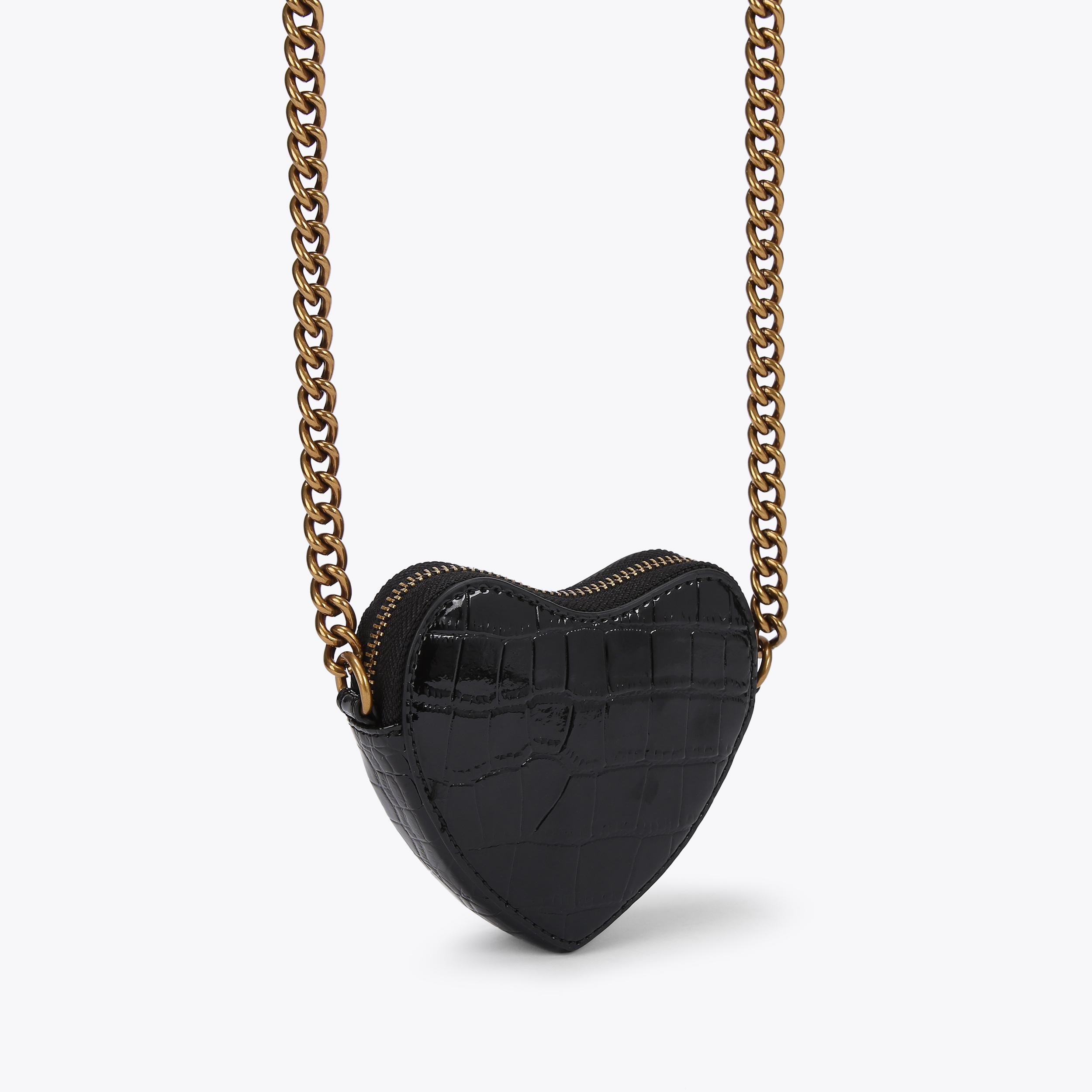 MICRO HEART CROSSBODY Black Croc Embossed Cross Body Bag by KURT GEIGER ...