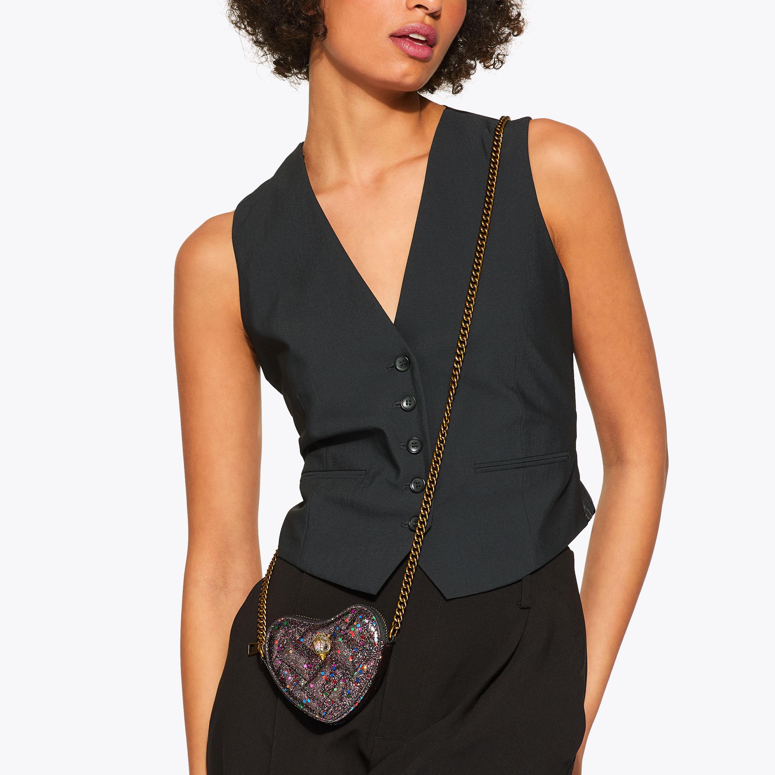 MICRO HEART CROSSBODY Glitter Vinyl Cross Body Bag by KURT GEIGER LONDON