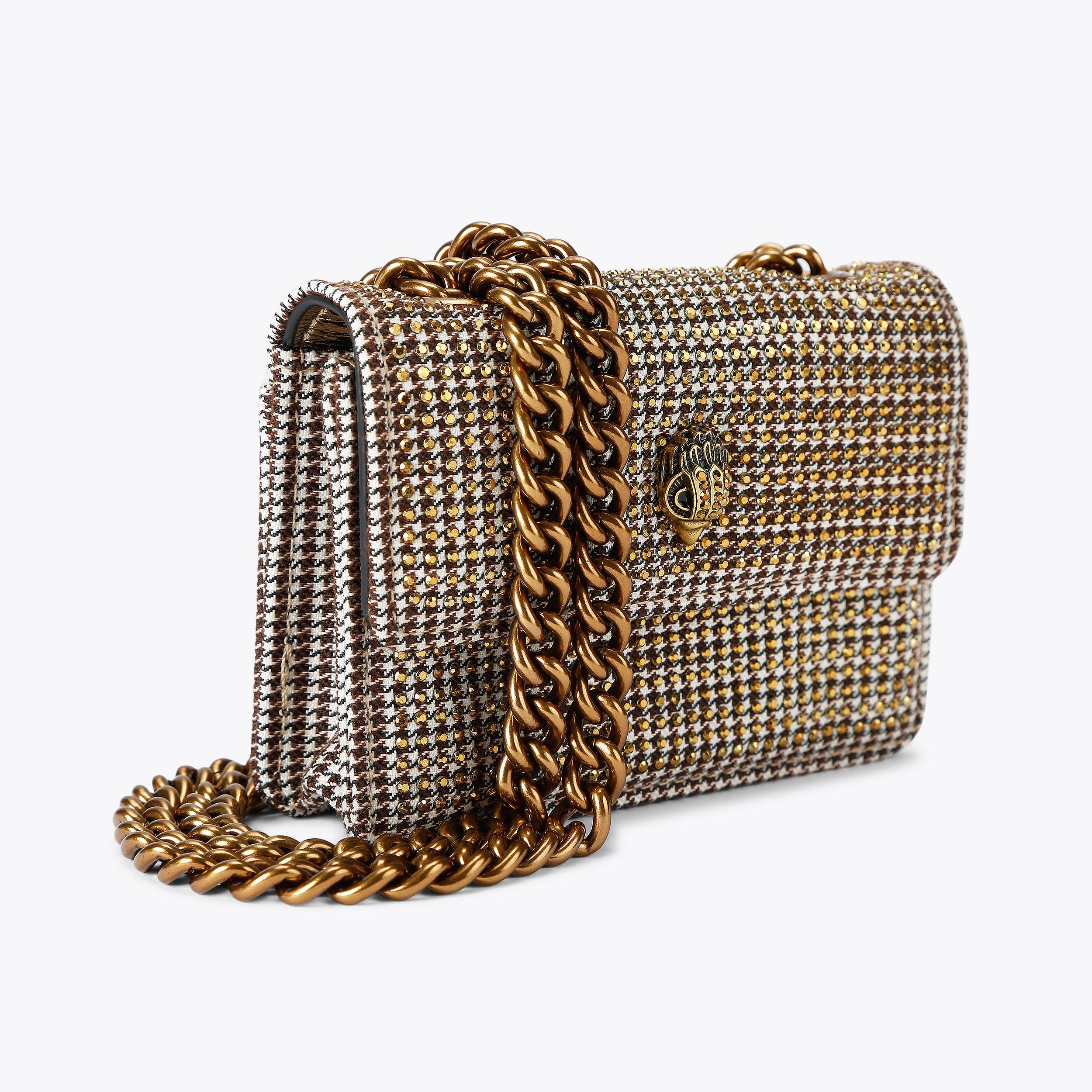 MICRO KENSINGTON Beige Crystal Cross Body Bag by KURT GEIGER LONDON