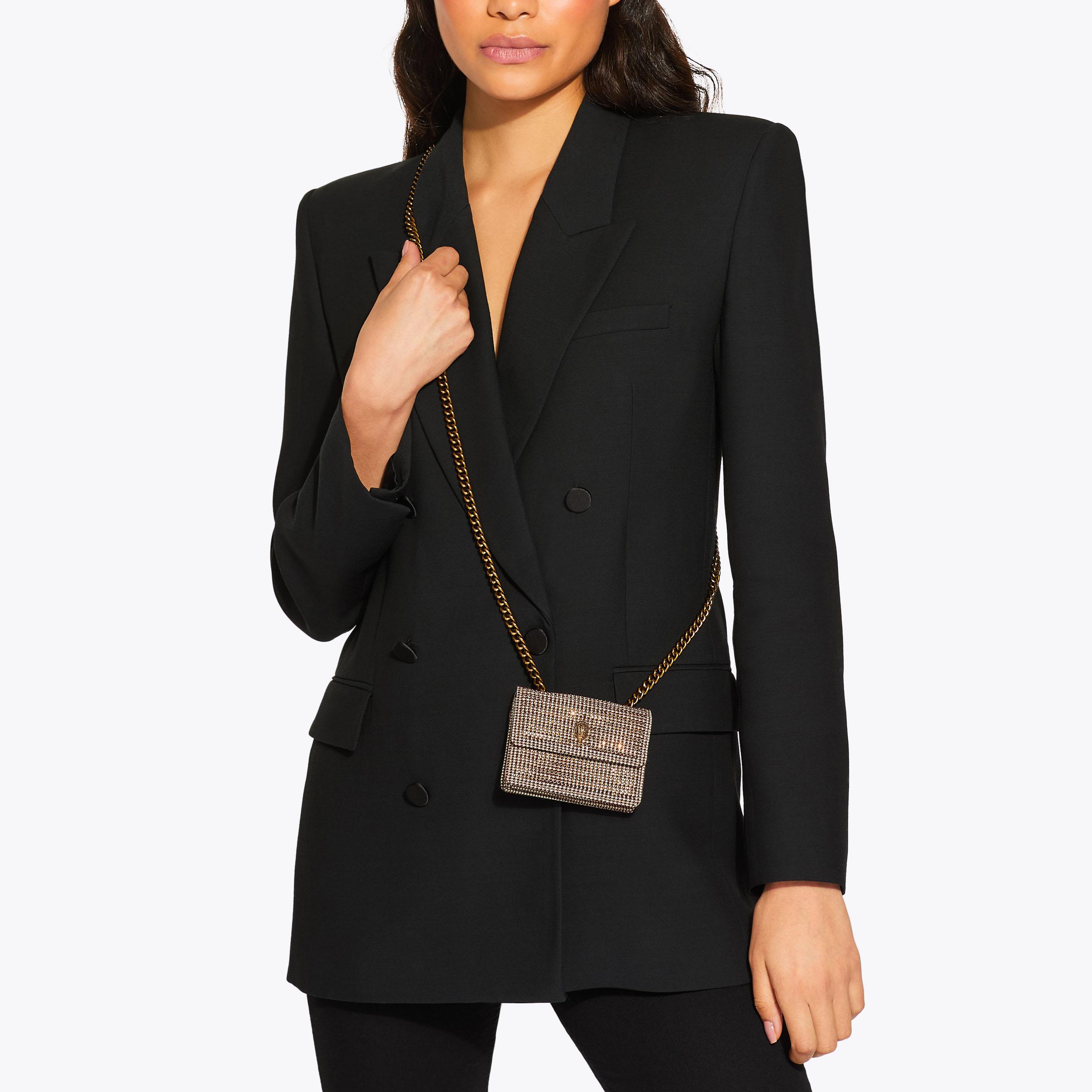 MICRO KENSINGTON Beige Crystal Cross Body Bag by KURT GEIGER LONDON