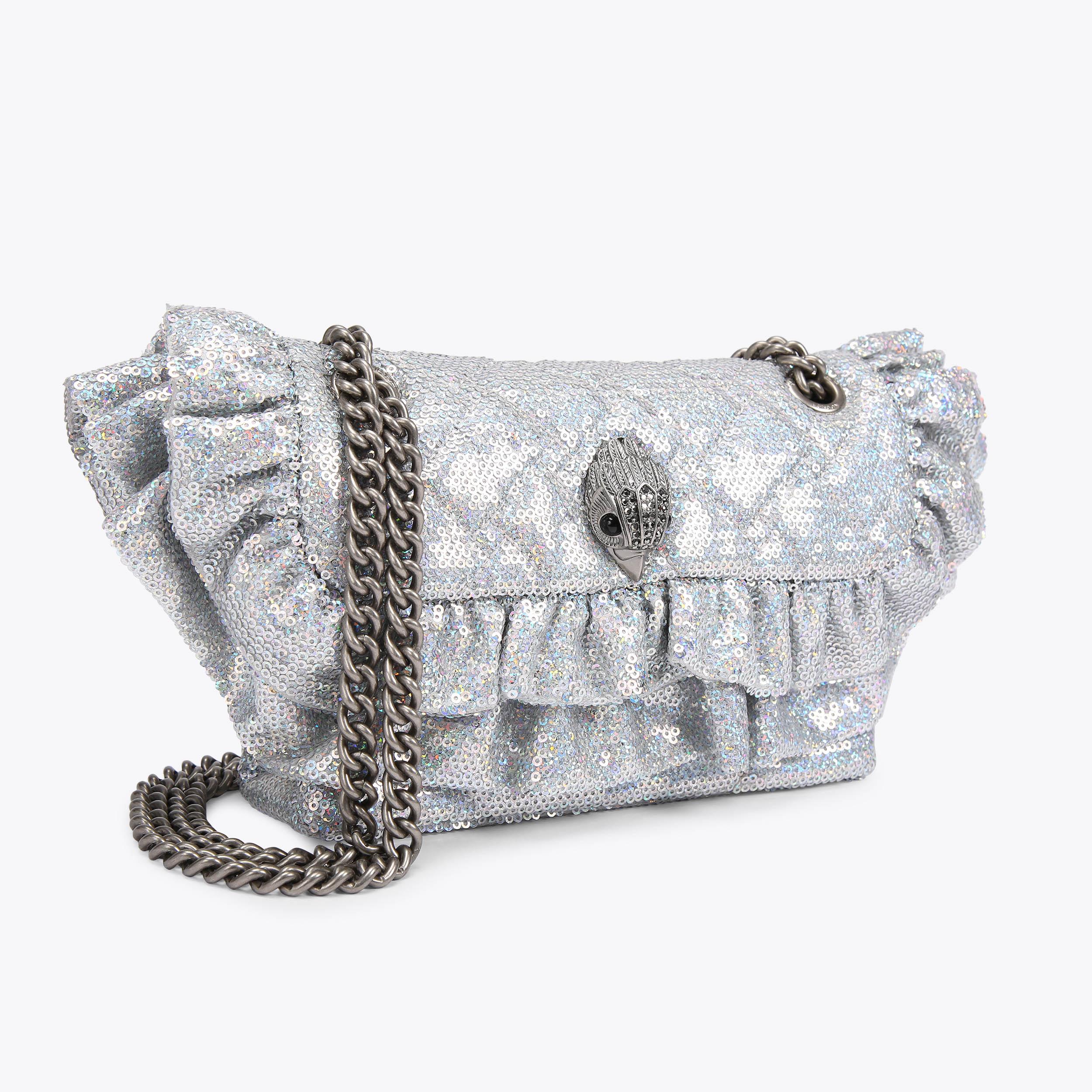 RUFFLE SEQUIN MINI KENS Silver Ruffle Mini Cross Body Bag by KURT ...