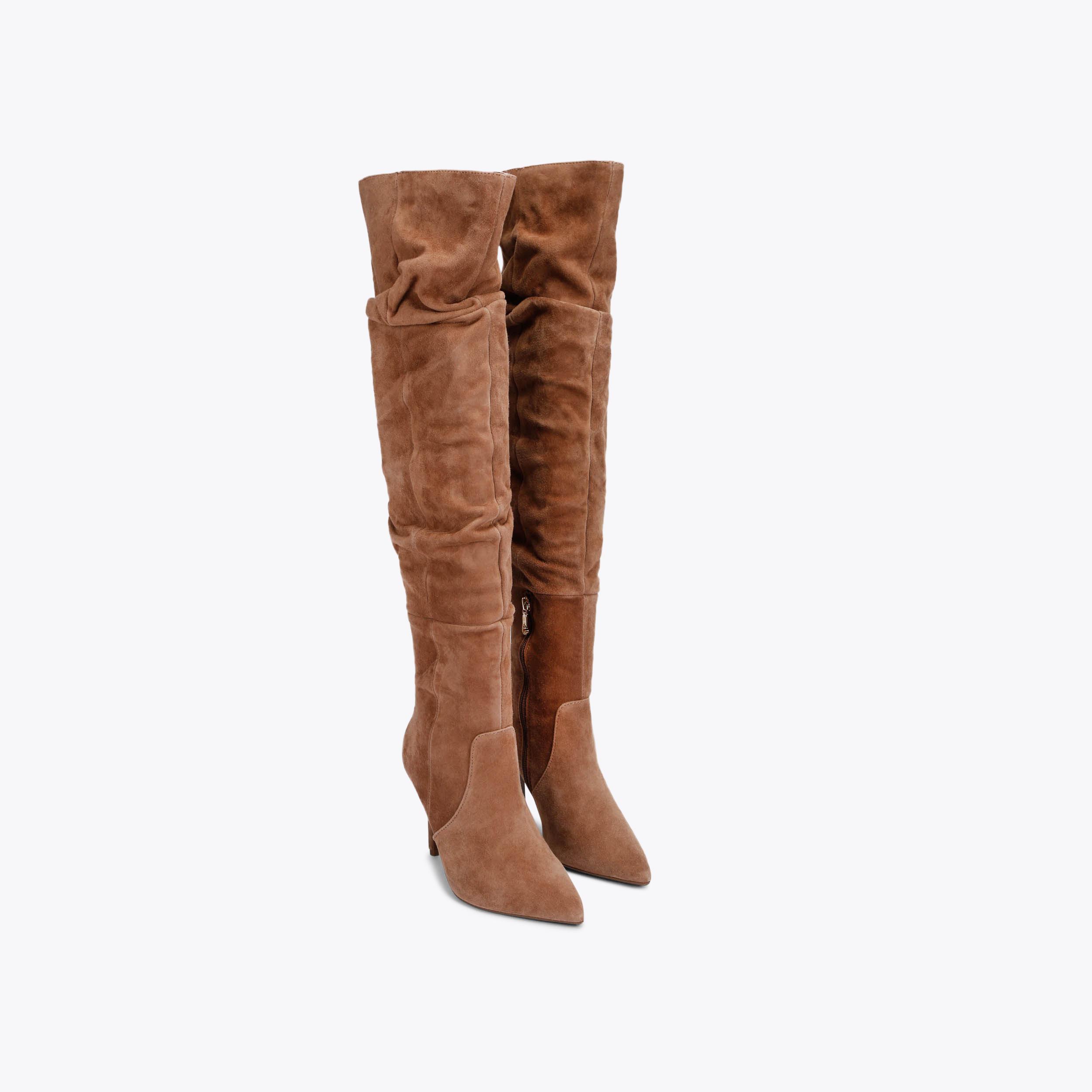 SPICY SLOUCH Tan Slouch Suede Knee High Boot by CARVELA