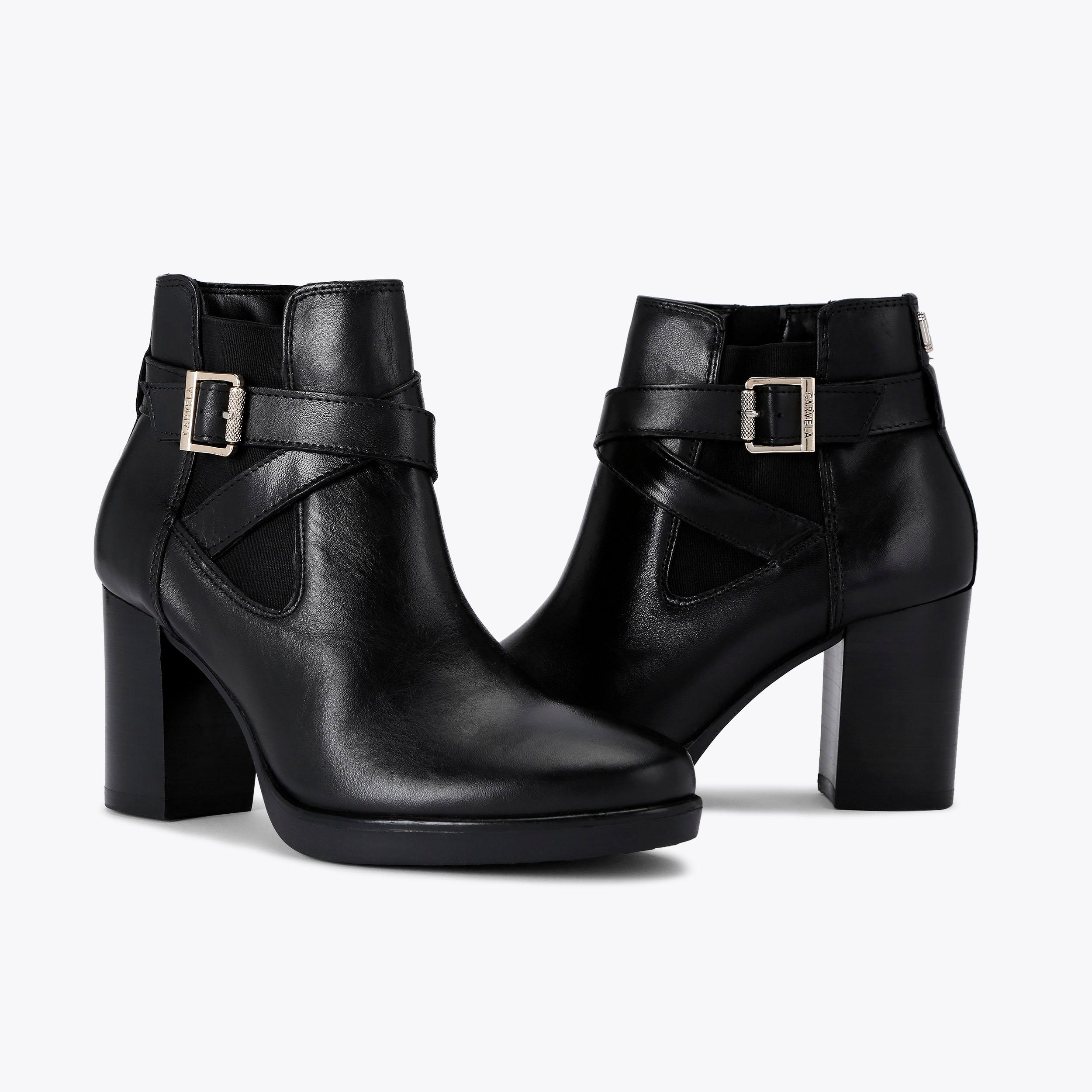 SILVER 2 Black Leather Heeled Ankle Boot by CARVELA