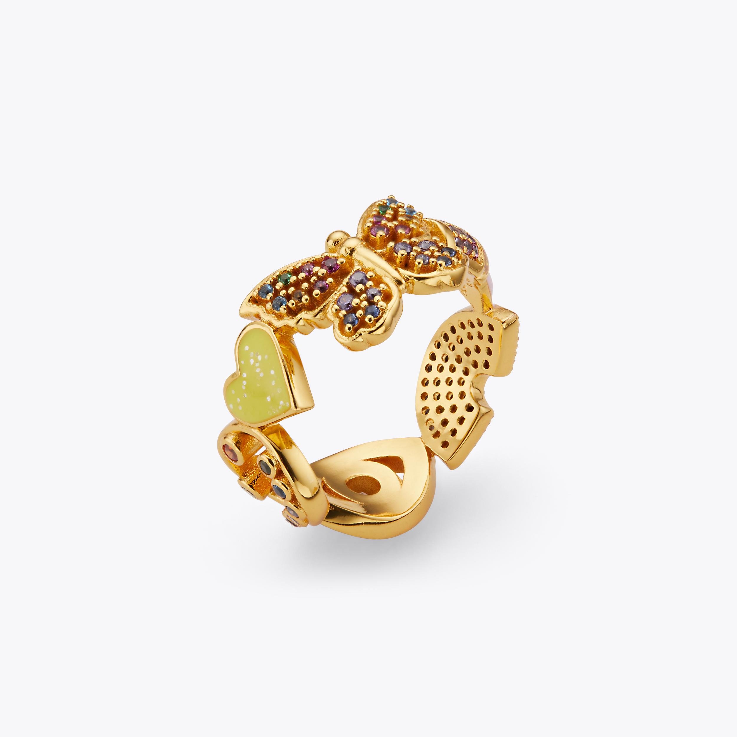 MULTI CHARM RING Enamel Motif Ring by KURT GEIGER LONDON