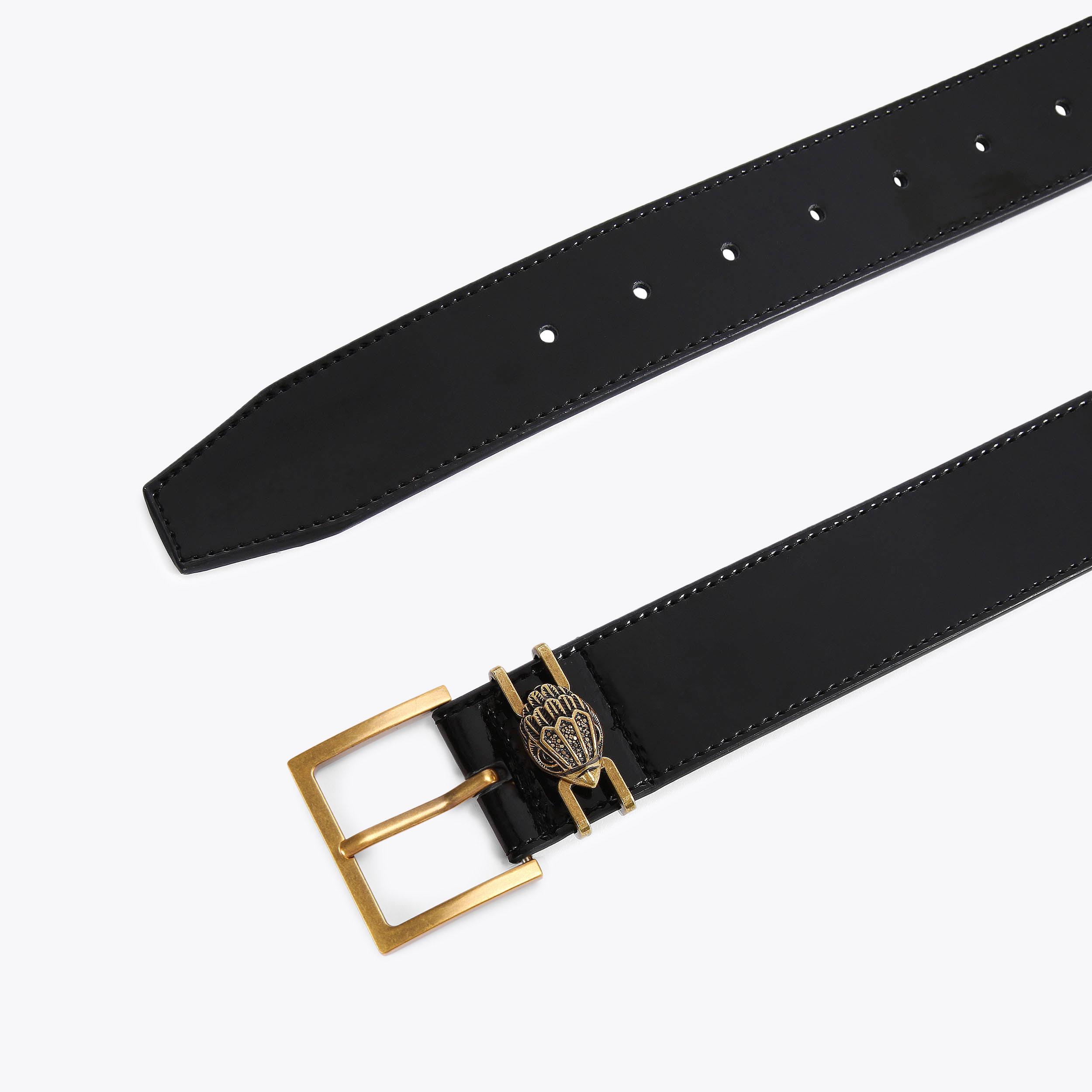 SHOREDITCH 40 BELT Black Patent Leather Eagle Belt by KURT GEIGER LONDON