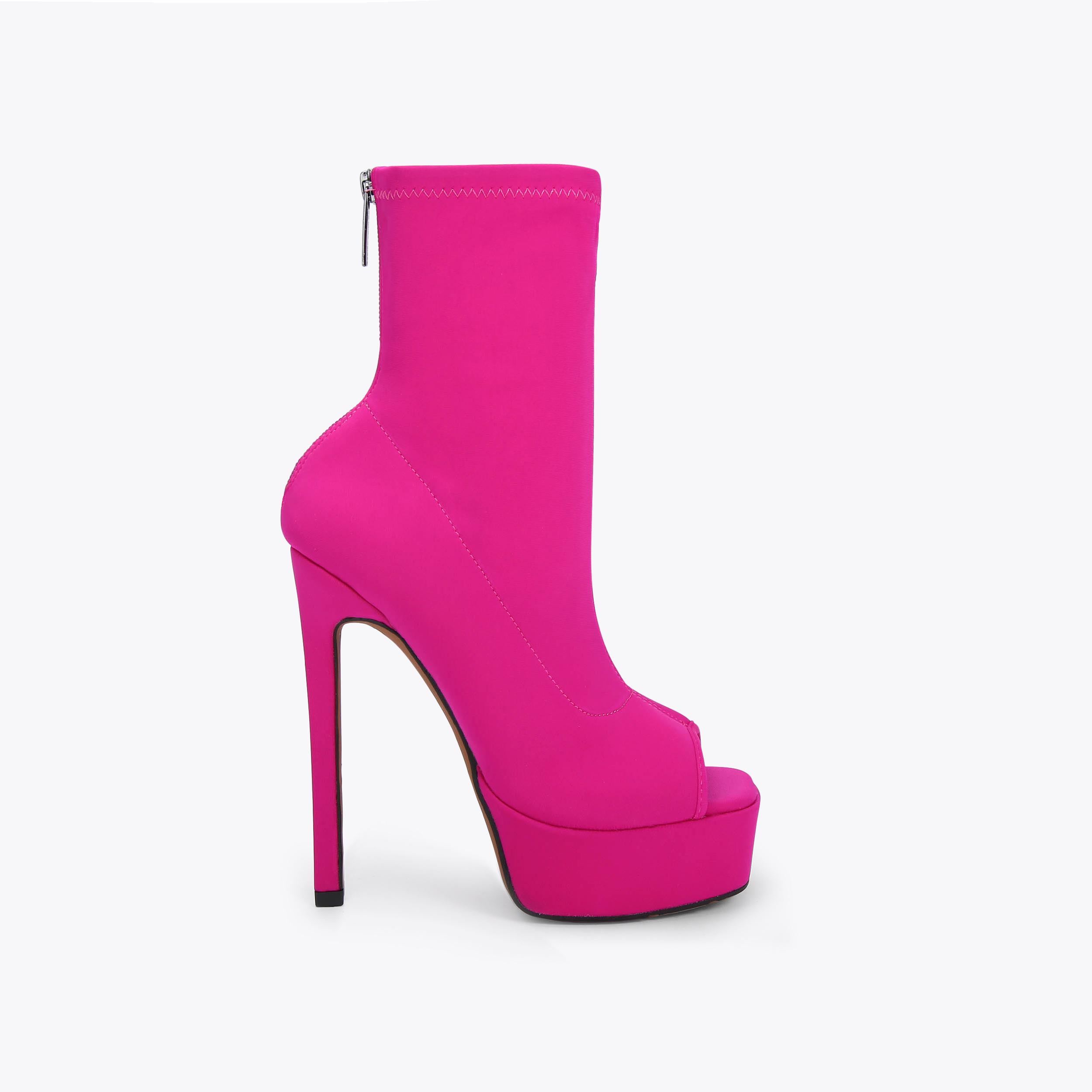 FLAME Pink Satin Platform Heel Sandals by KG KURT GEIGER