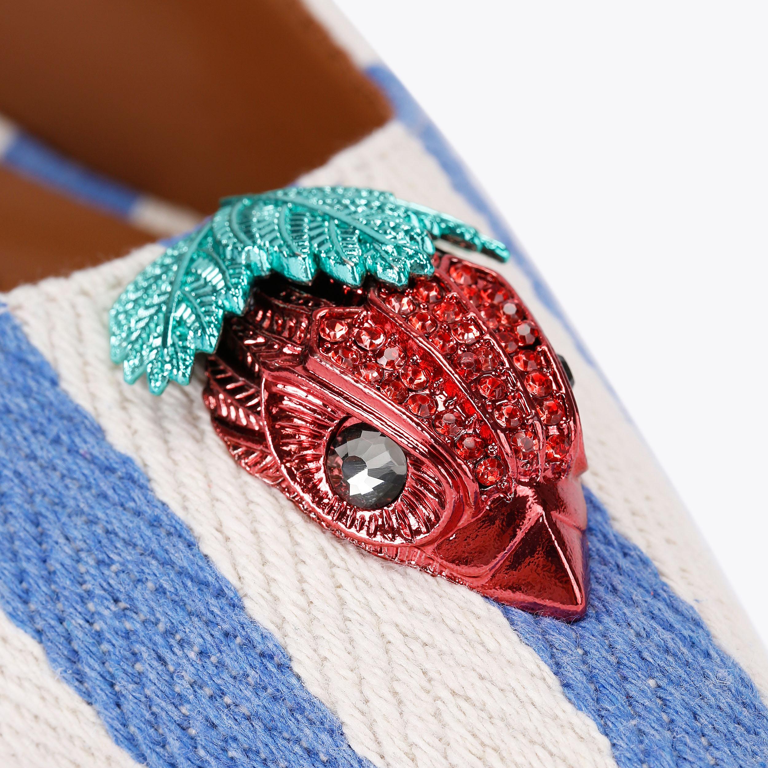 BELGRAVIA SLING BACK Blue Stripe Strawberry Heel by KURT GEIGER LONDON