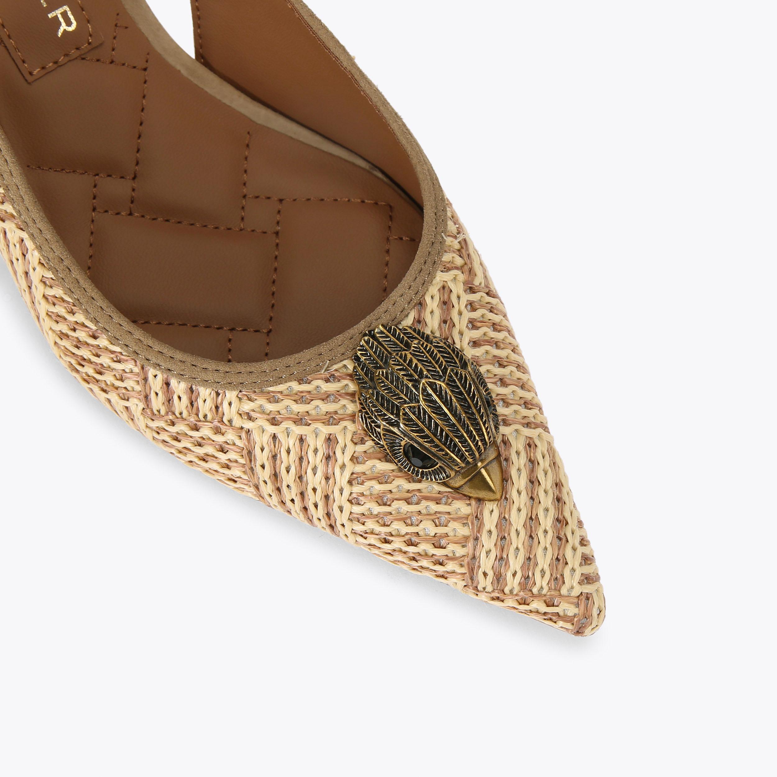 BELGRAVIA SLING BACK Brown Raffia Sling Back Heel by KURT GEIGER LONDON