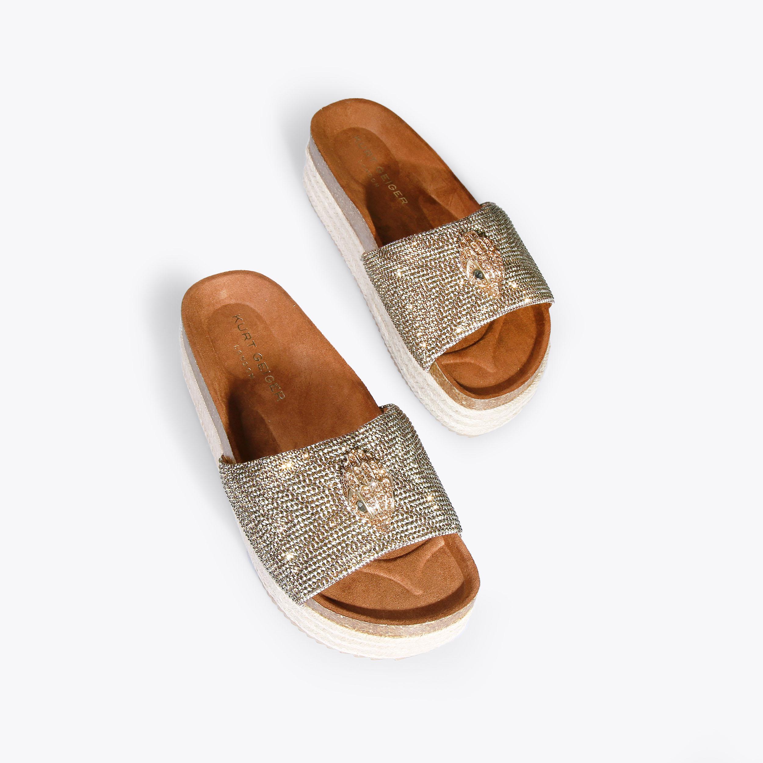 KENSINGTON FLATFORM Houndstooth Crystal Platform Sandals by KURT GEIGER ...