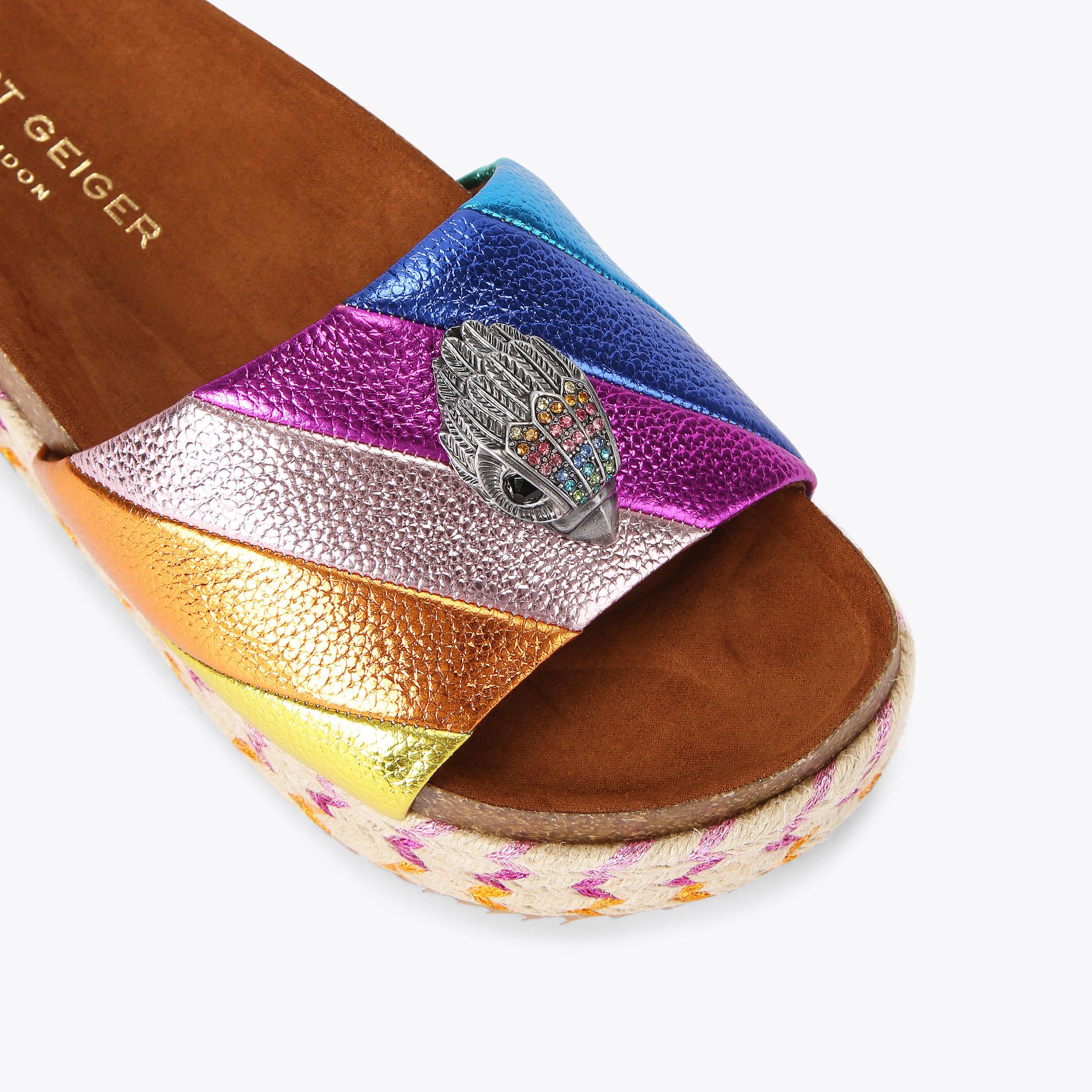 KENSINGTON FLATFORM Rainbow Stripe Slip On Sandal by KURT GEIGER LONDON
