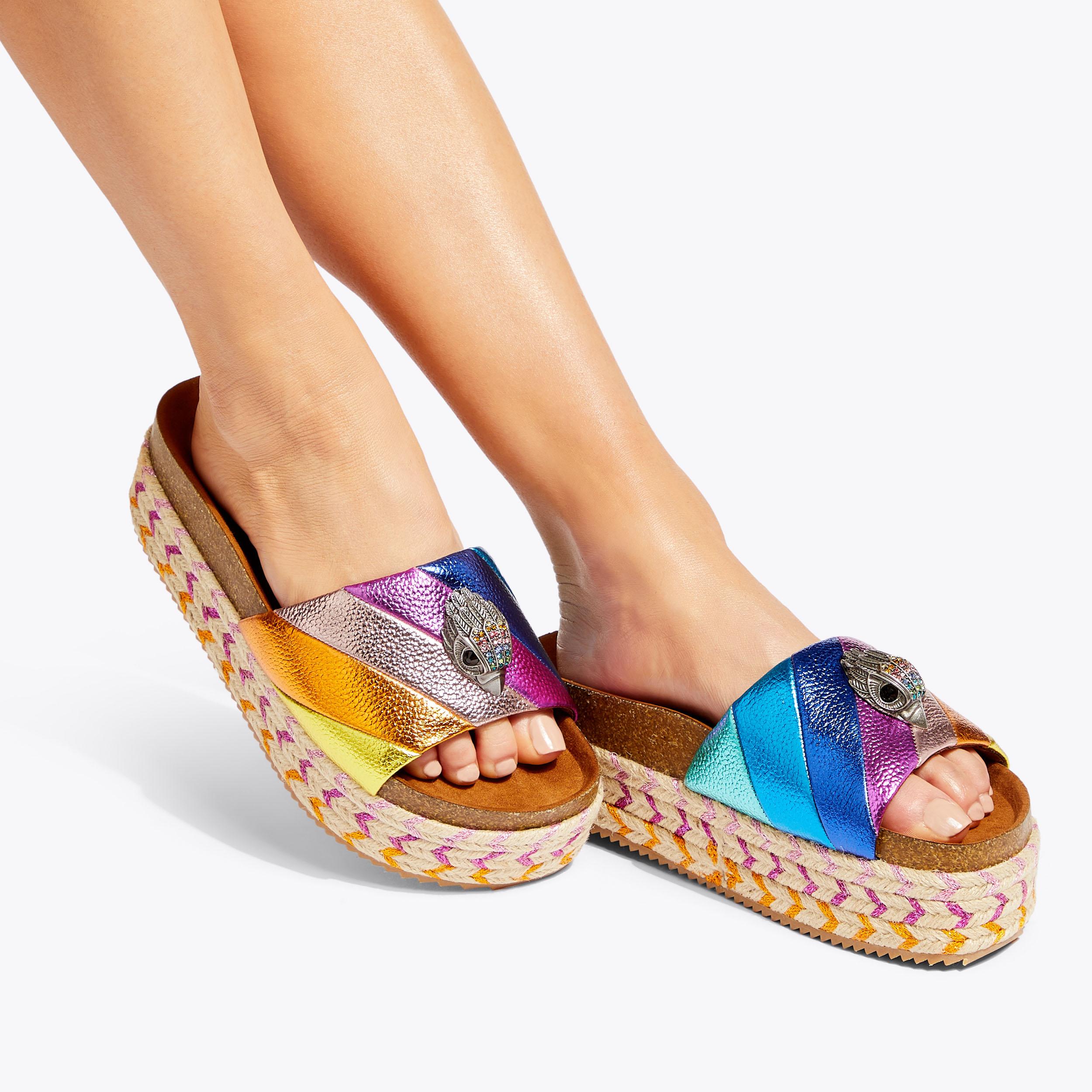 KENSINGTON FLATFORM Rainbow Stripe Slip On Sandal by KURT GEIGER LONDON