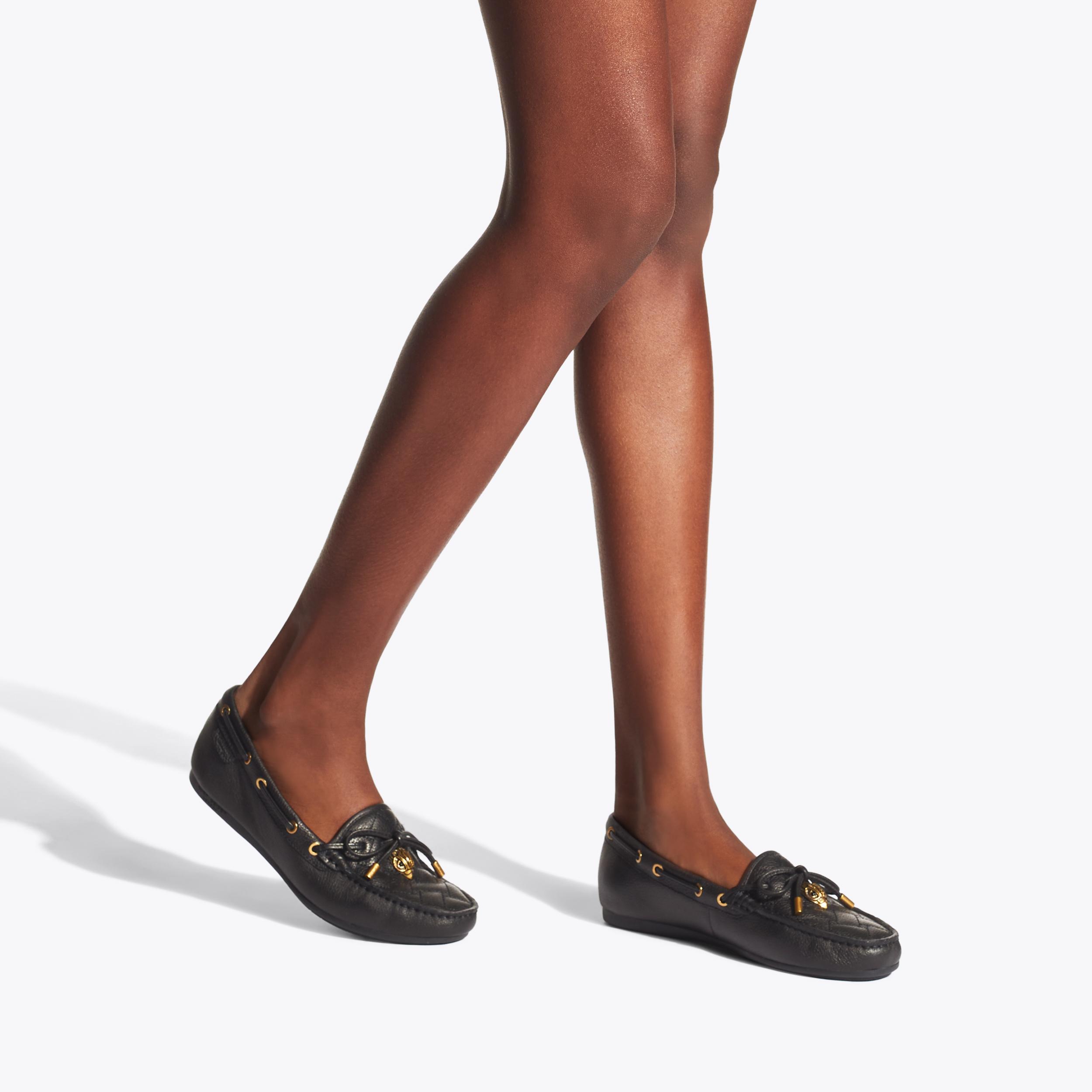 Eagle Moccasin Black Textured Leather Slip On Shoe By Kurt Geiger London