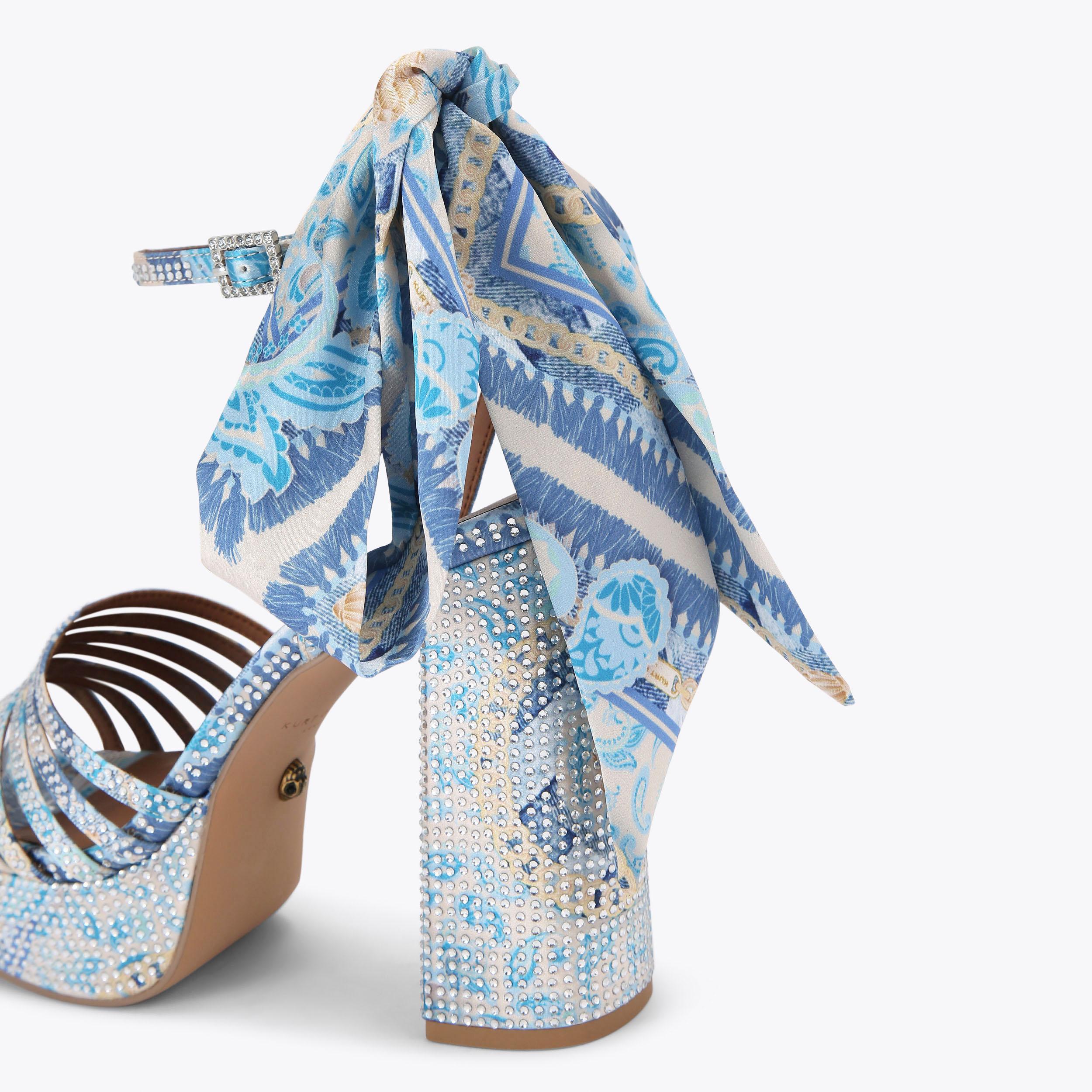 PIERRA ANKLE TIE PLATFORM Paisley Printed Platform Heels by KURT GEIGER LONDON