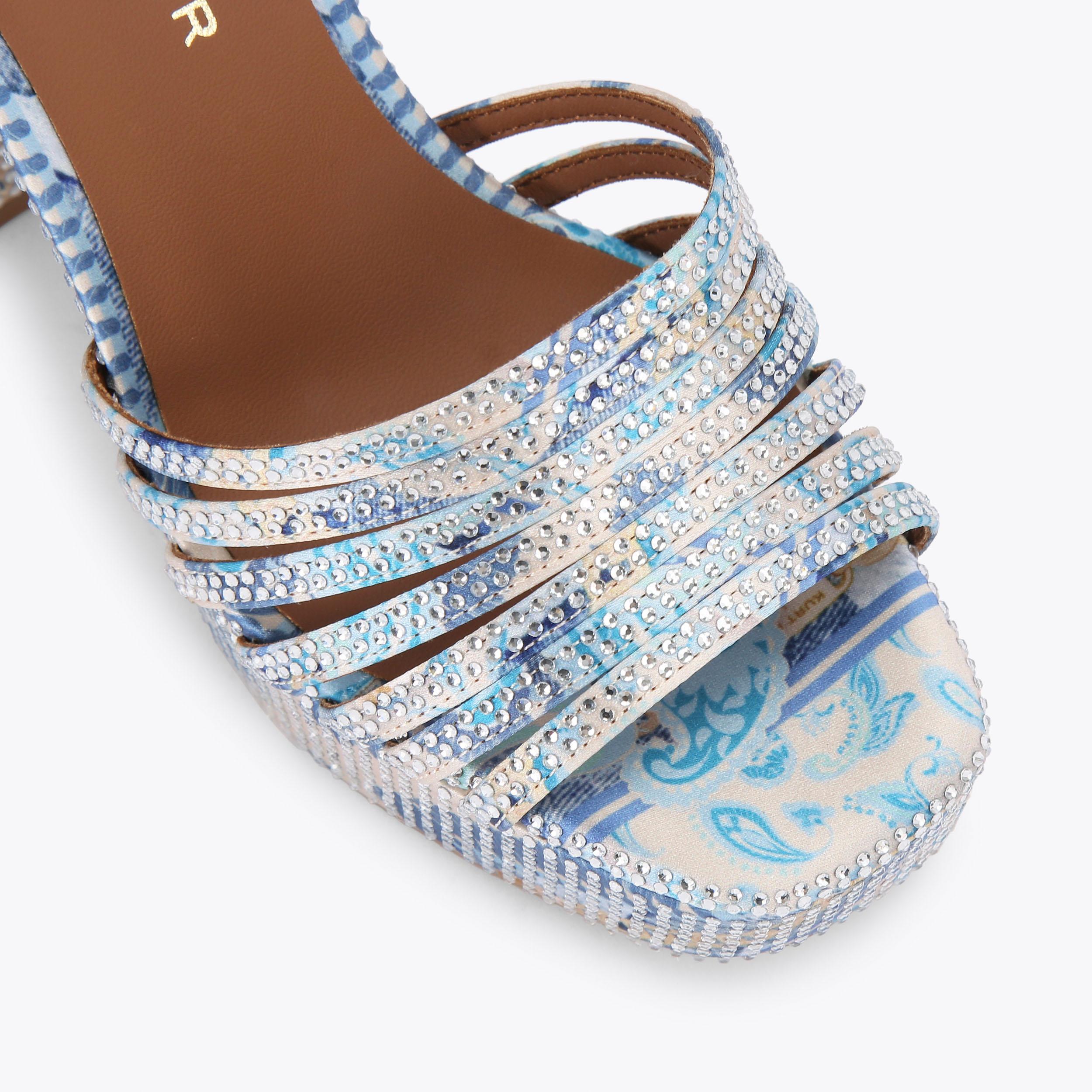 PIERRA ANKLE TIE PLATFORM Paisley Printed Platform Heels by KURT GEIGER LONDON