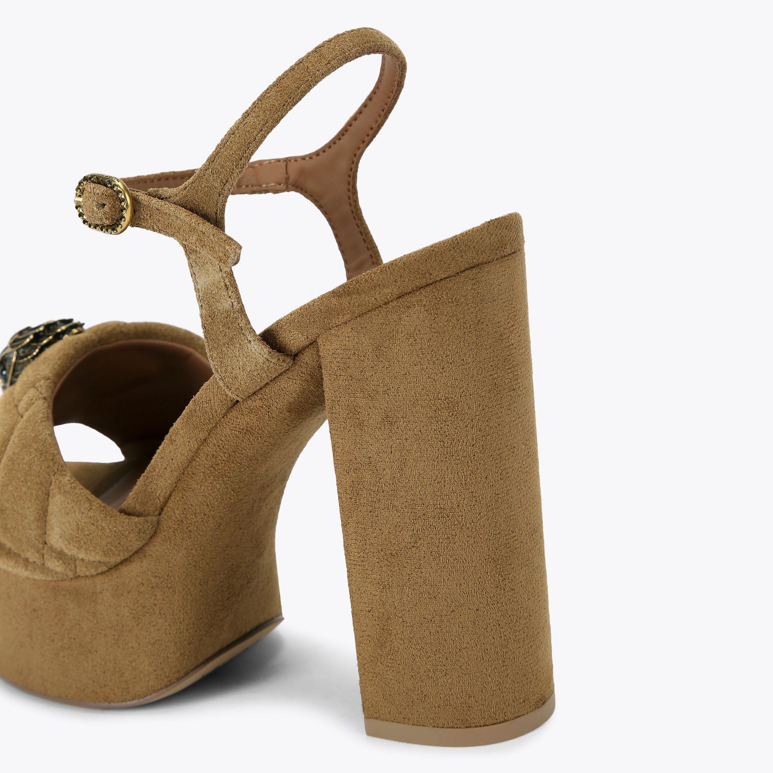 KENSINGTON PLATFORM SDL Tan Suede Platform Heel by KURT GEIGER LONDON