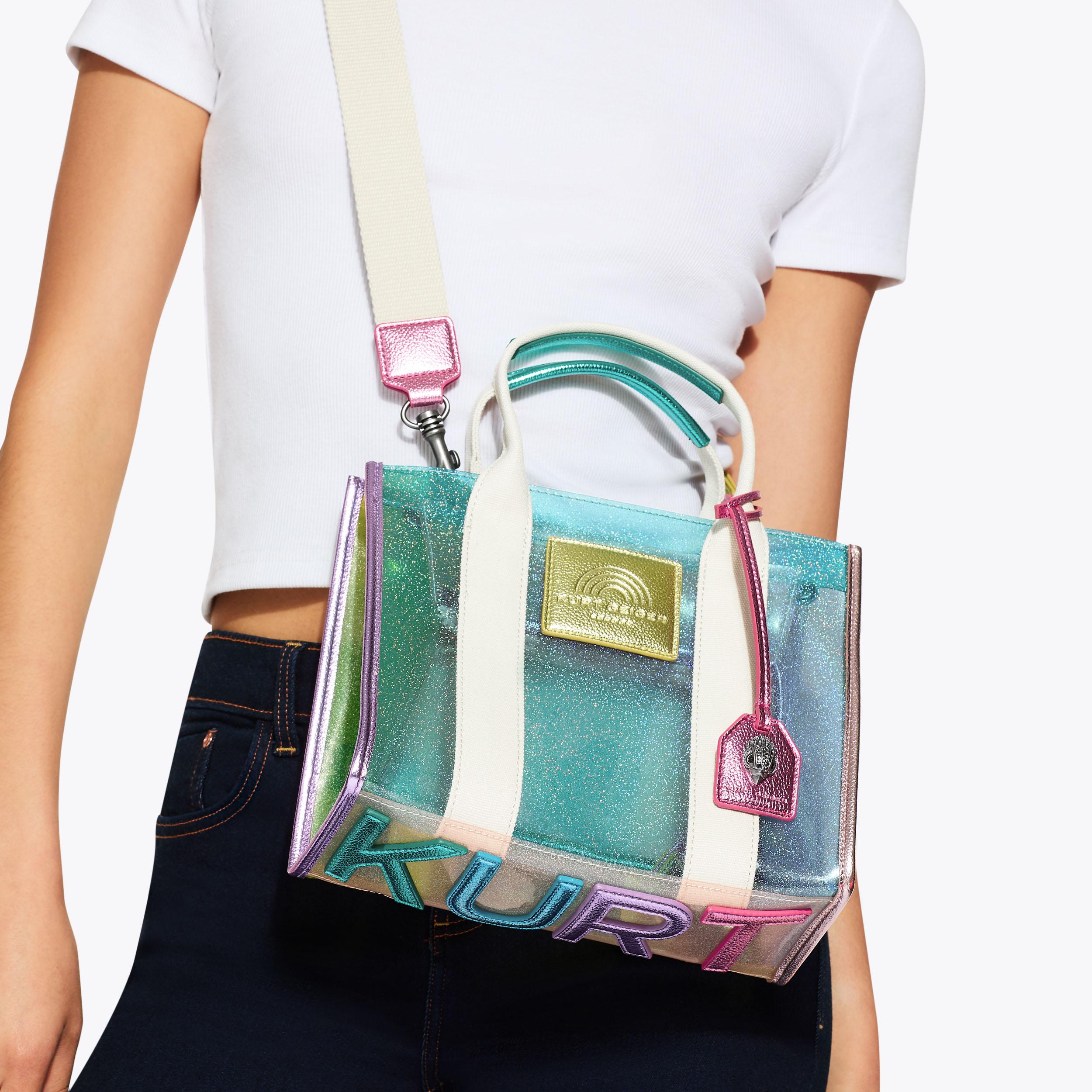 VINYL SM SOUTHBANK TOTE Vinyl Glitter Canvas Tote Bag by KURT GEIGER LONDON