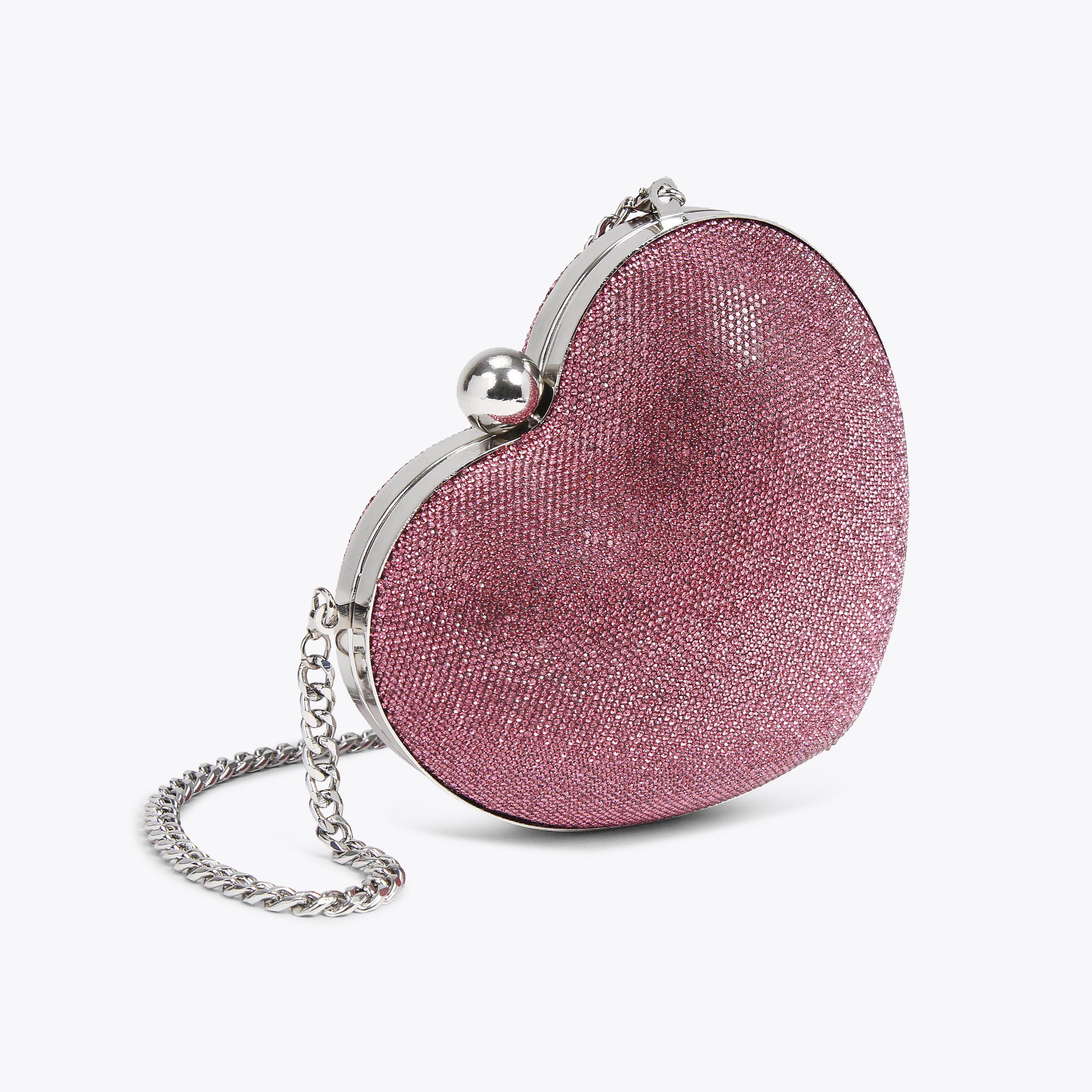 AMORE CLUTCH Pink Crystal Heart Clutch Bag by CARVELA