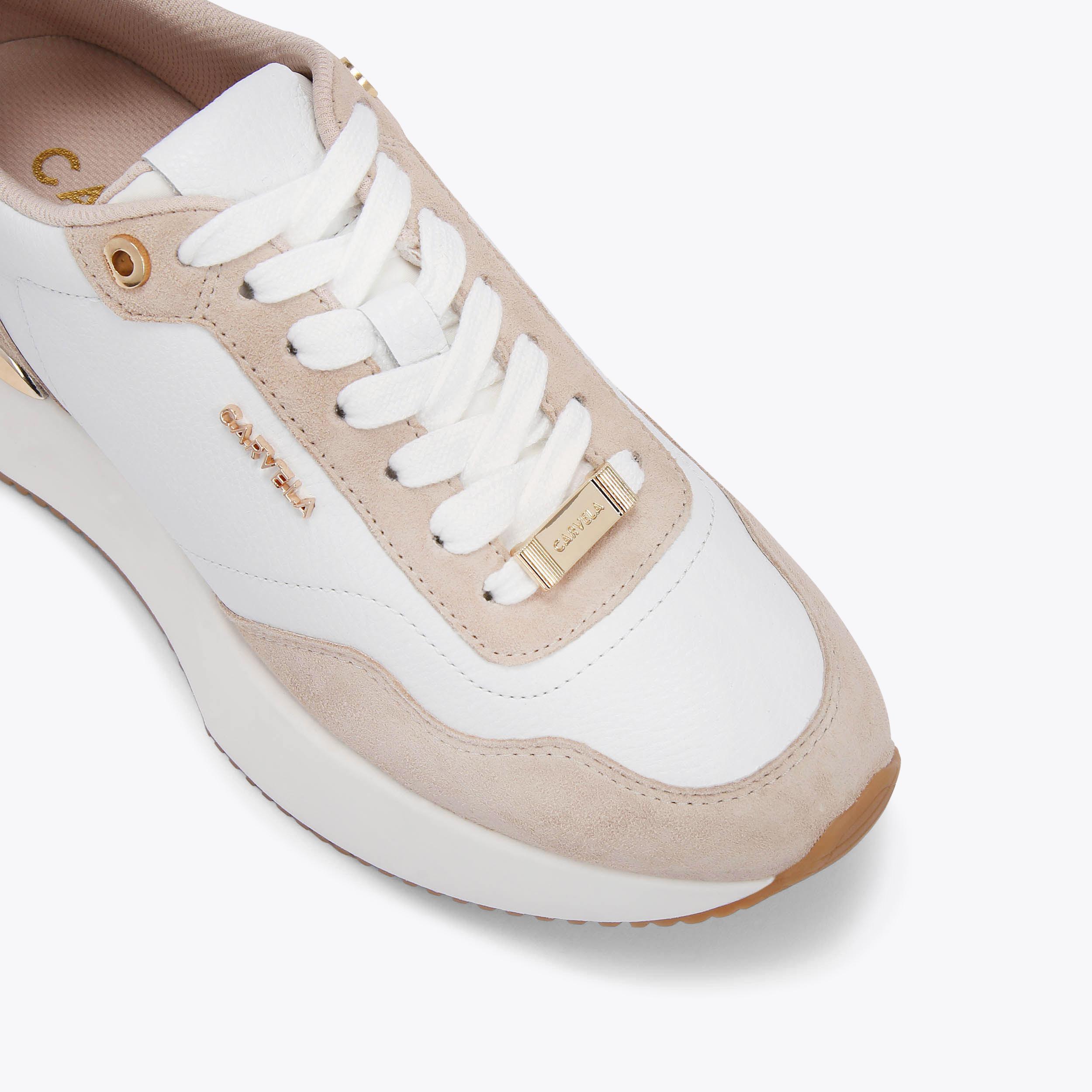 FLARE White Lather Nylon Trainers by CARVELA