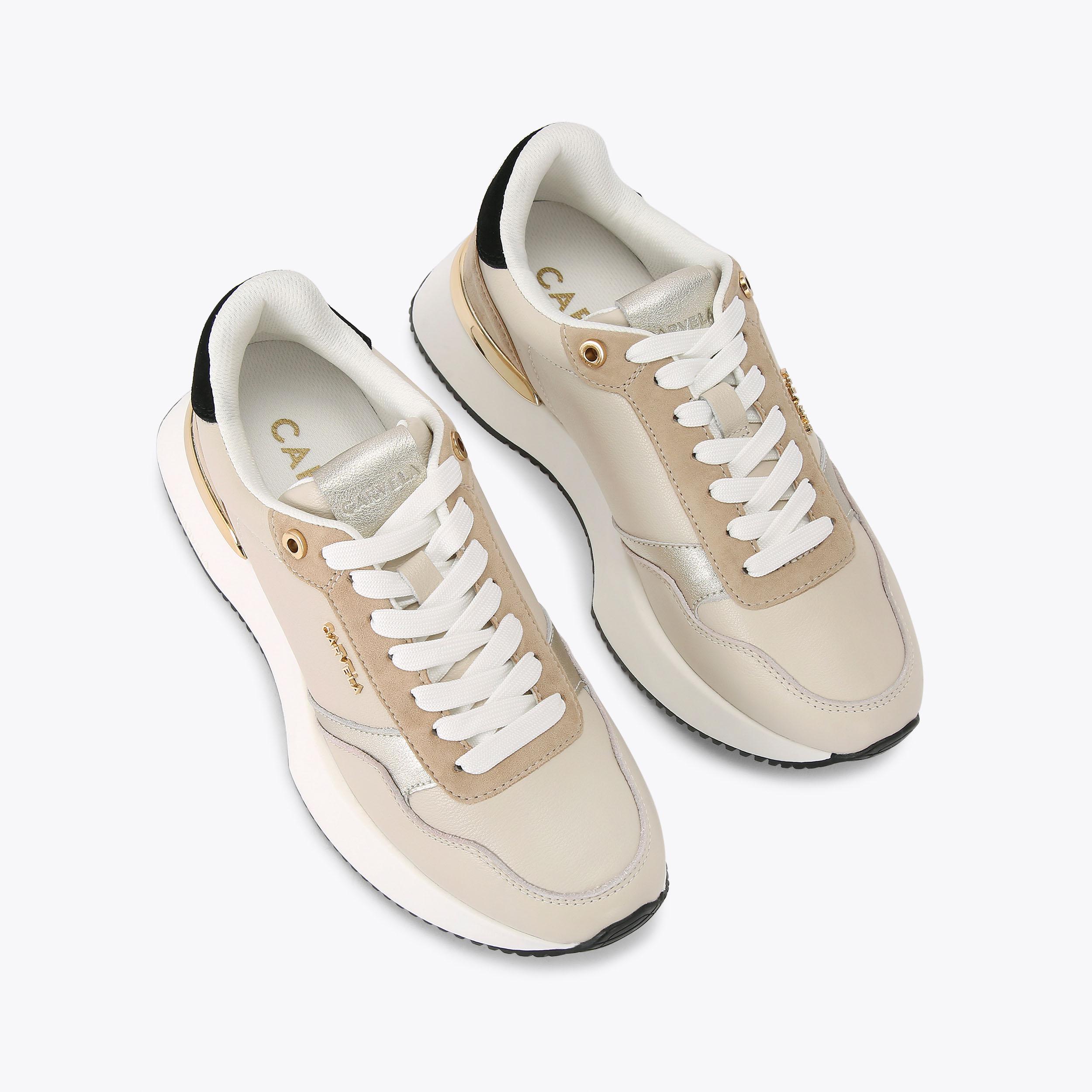 FLARE Taupe Lace Up Trainer by CARVELA