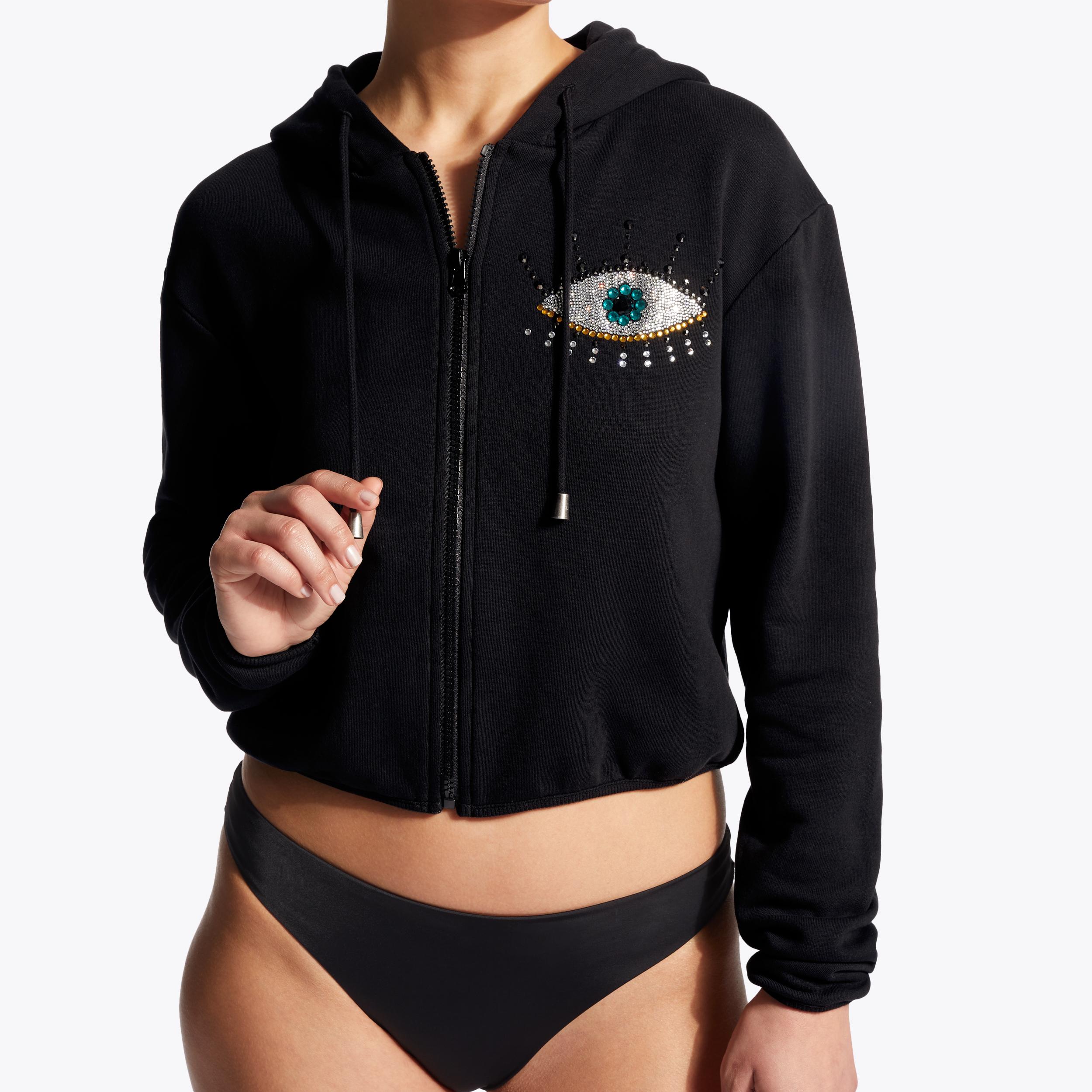 EYE SHORT HOODIE Black Hooded Jacket by KURT GEIGER LONDON EYE SHORT HOODIE Black Hooded Jacket by KURT GEIGER LONDON