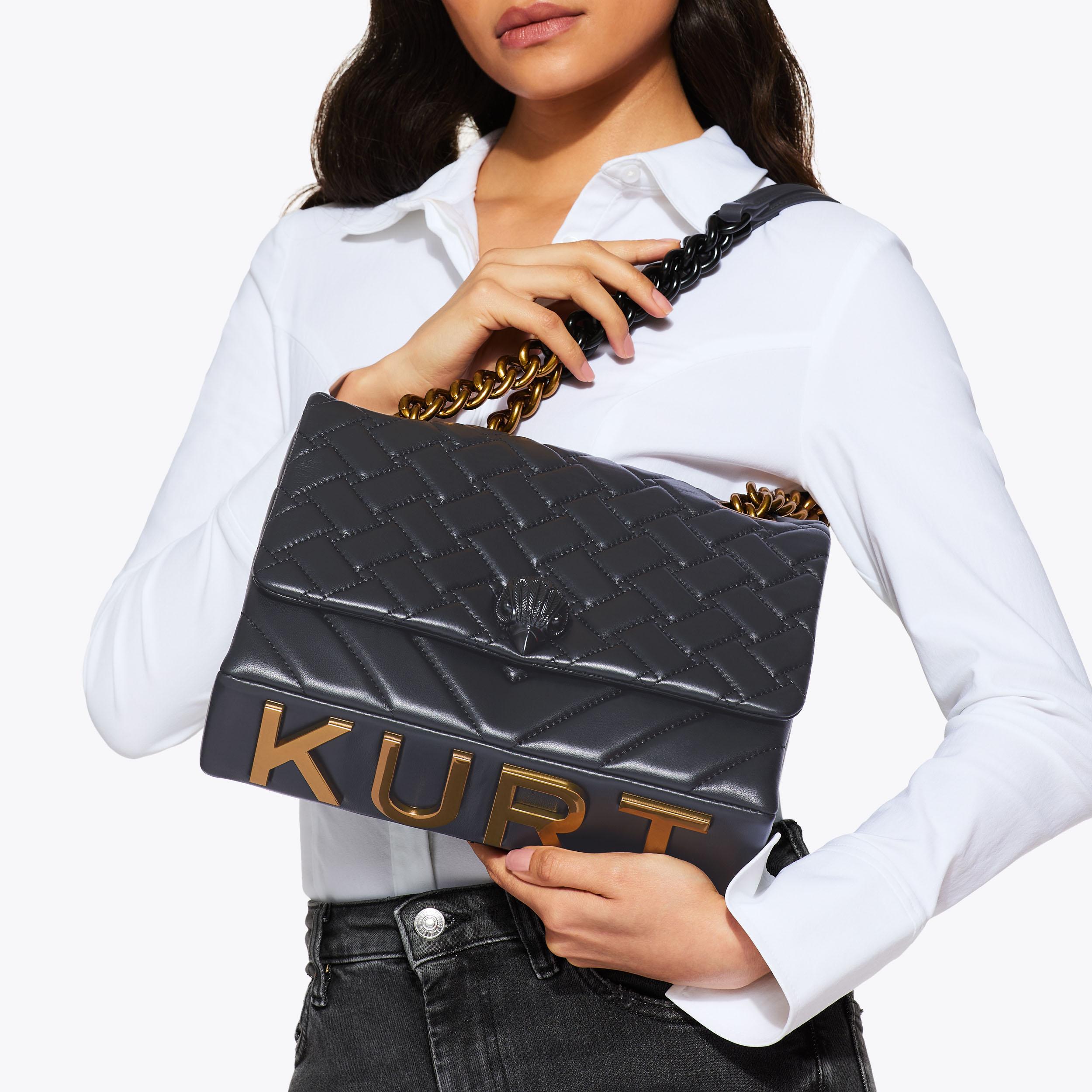 LARGE KENSINGTON KURT Black Shoulder Bag by KURT GEIGER LONDON