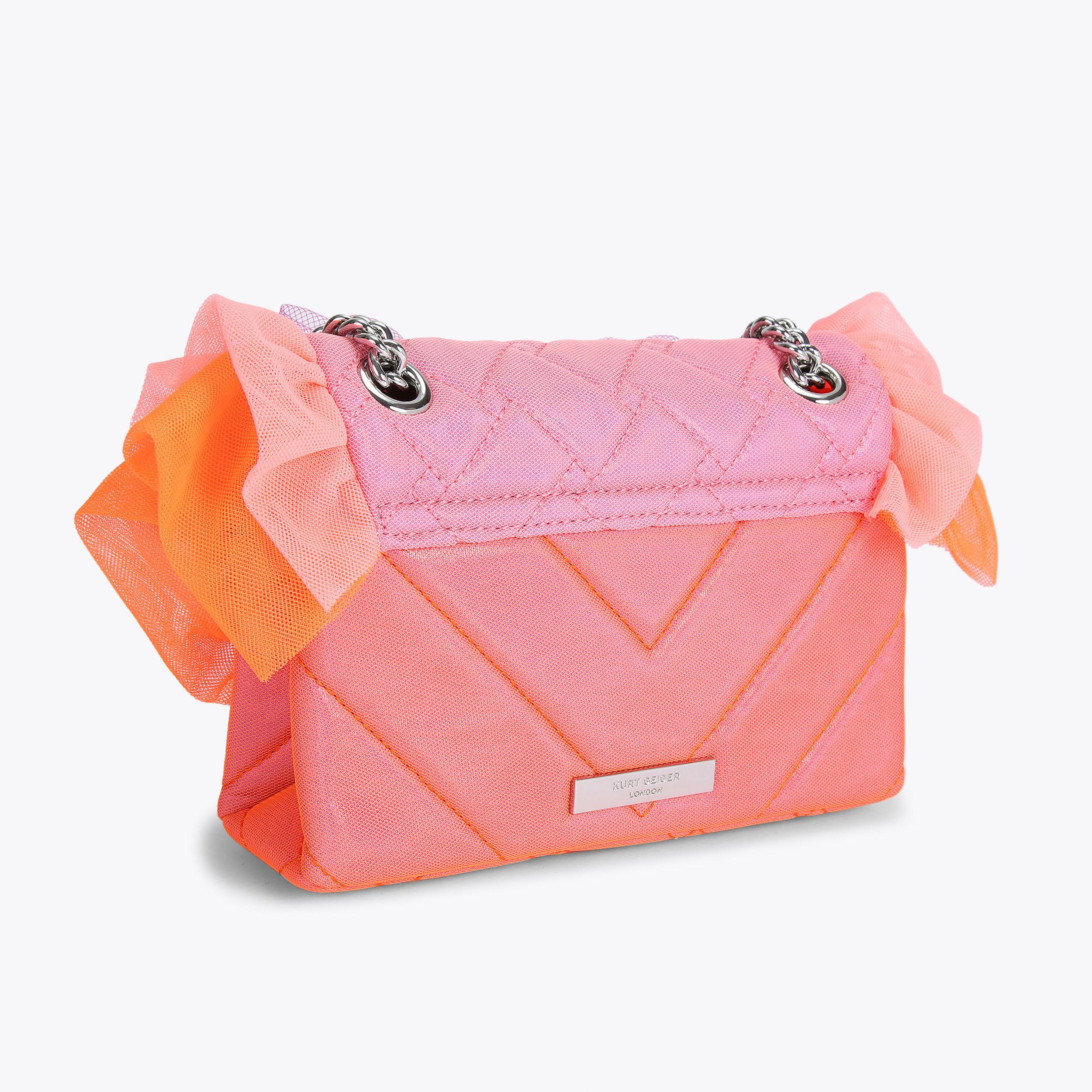 RUFFLE MINI KENSINGTON Pink Orange Cross Body Bag by KURT GEIGER LONDON