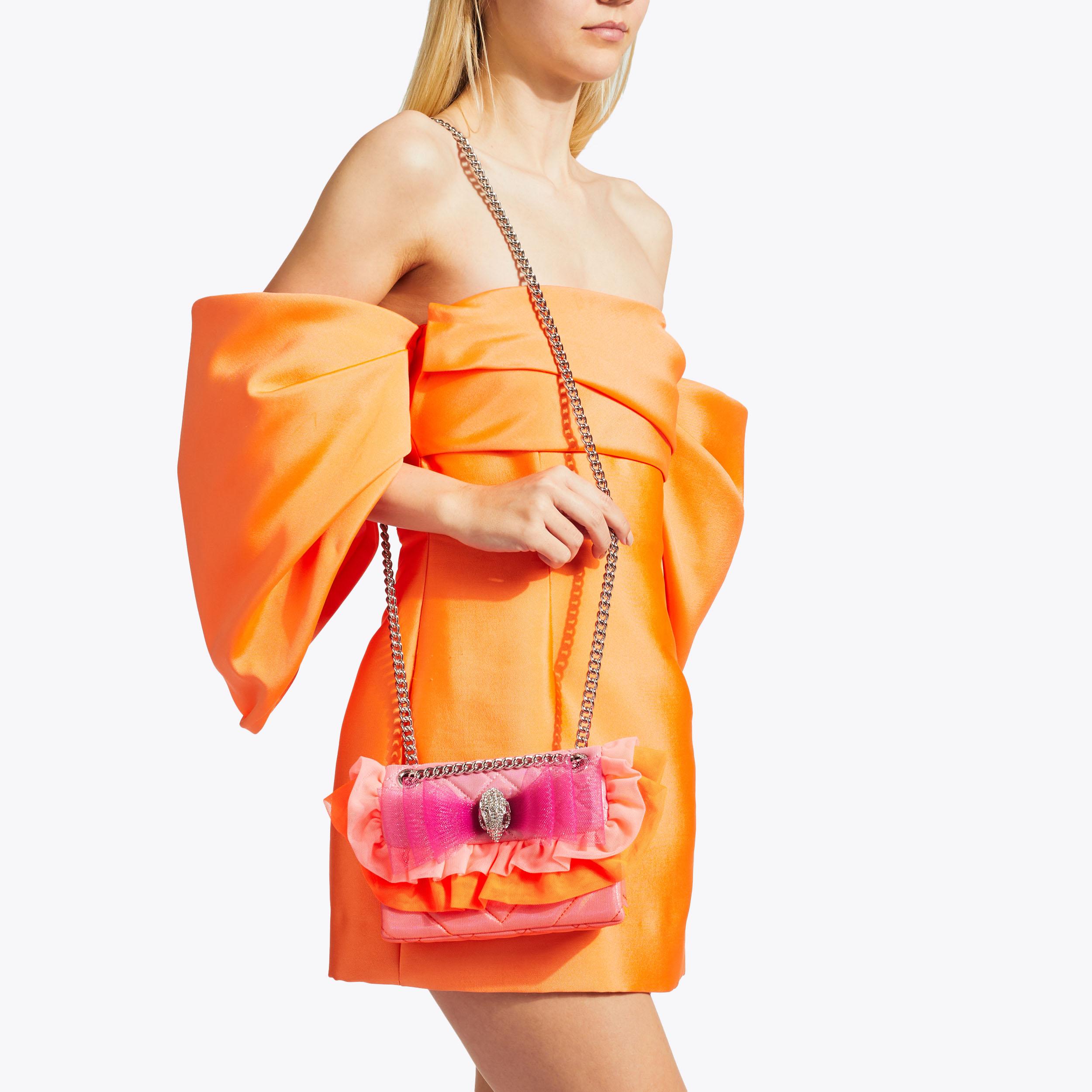 RUFFLE MINI KENSINGTON Pink Orange Cross Body Bag by KURT GEIGER LONDON